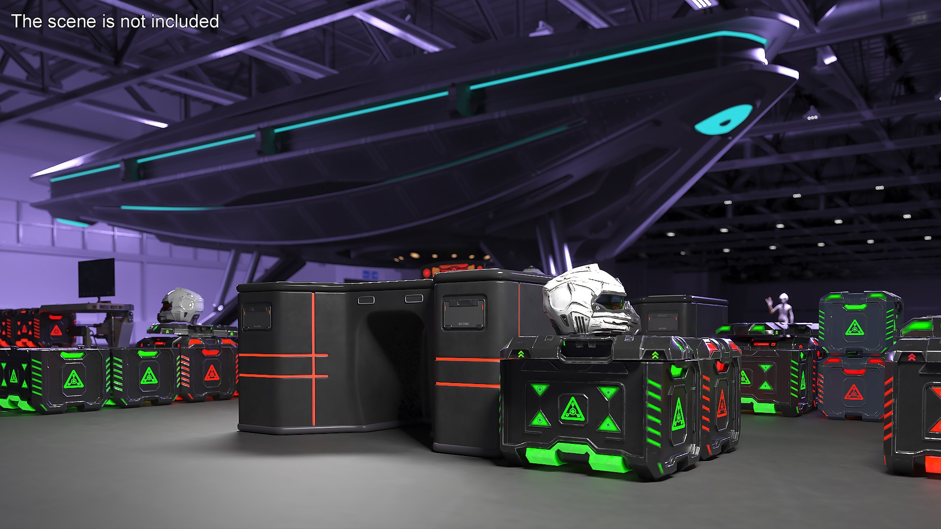 3D Futuristic Control Console With Helmet And Storage Container Model ...