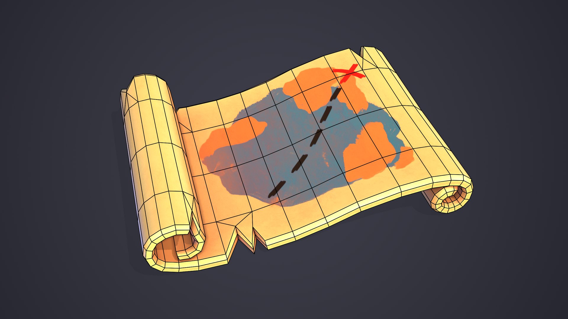 3D Stylized Scroll Map - Lowpoly - Gameready Model - TurboSquid 2220012