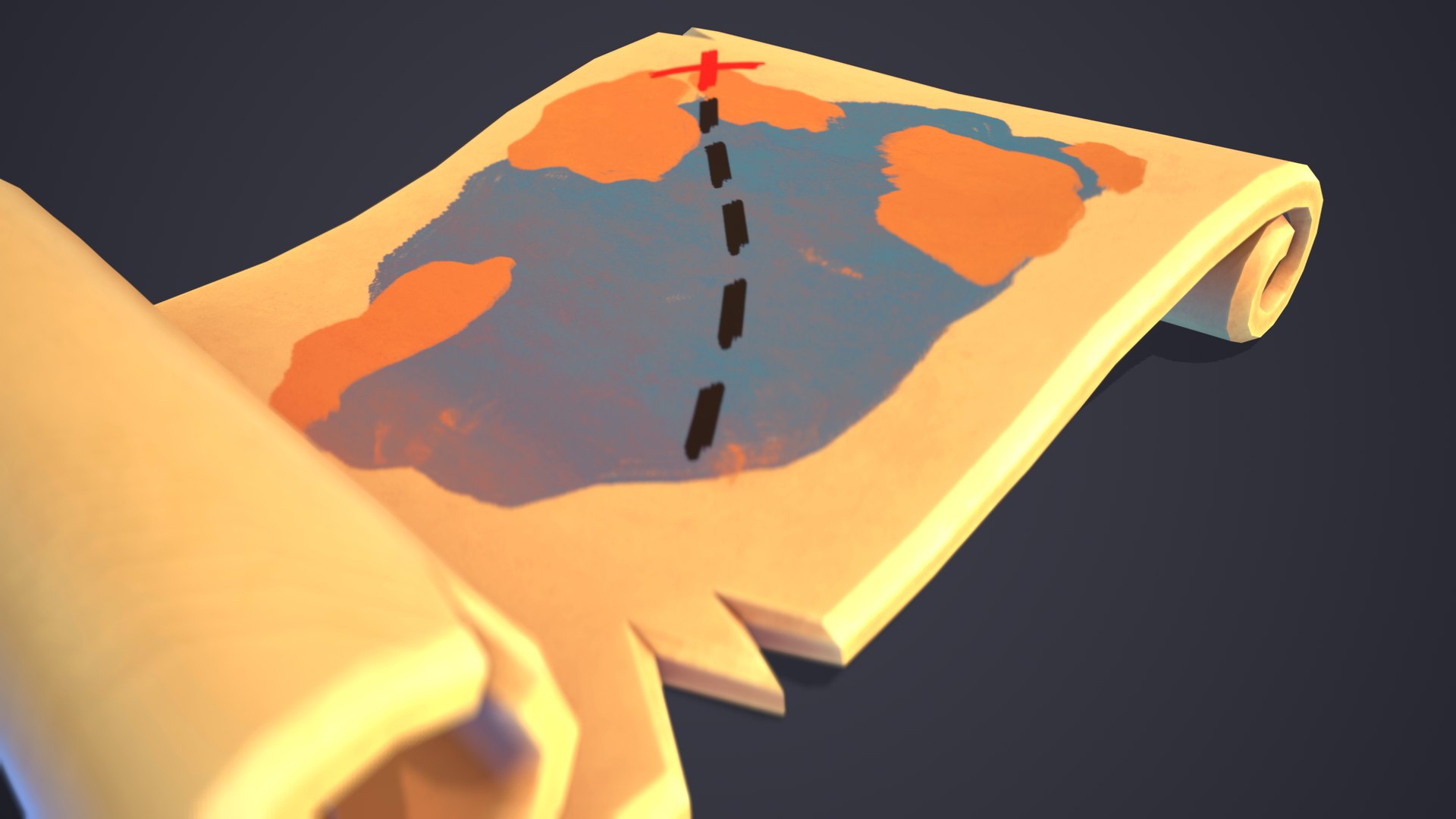 3D Stylized Scroll Map - Lowpoly - Gameready Model - TurboSquid 2220012