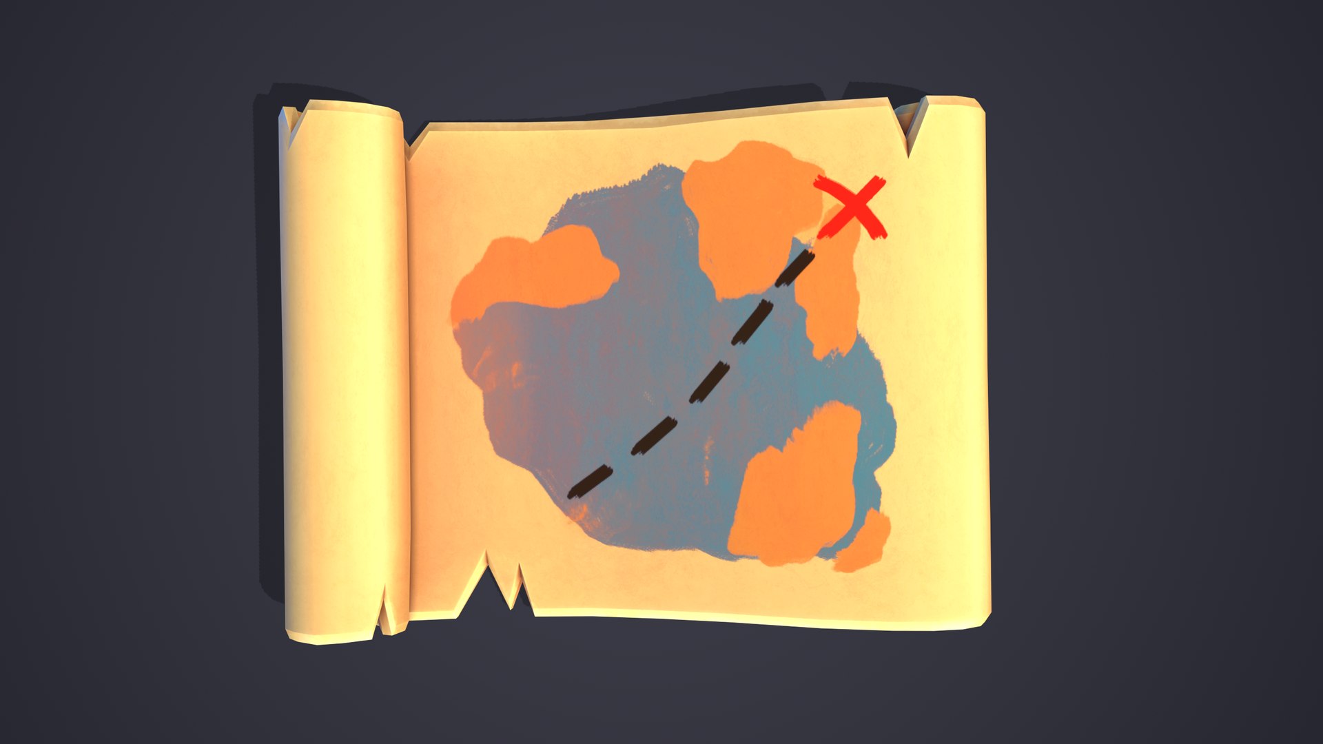 3D Stylized Scroll Map - Lowpoly - Gameready Model - TurboSquid 2220012