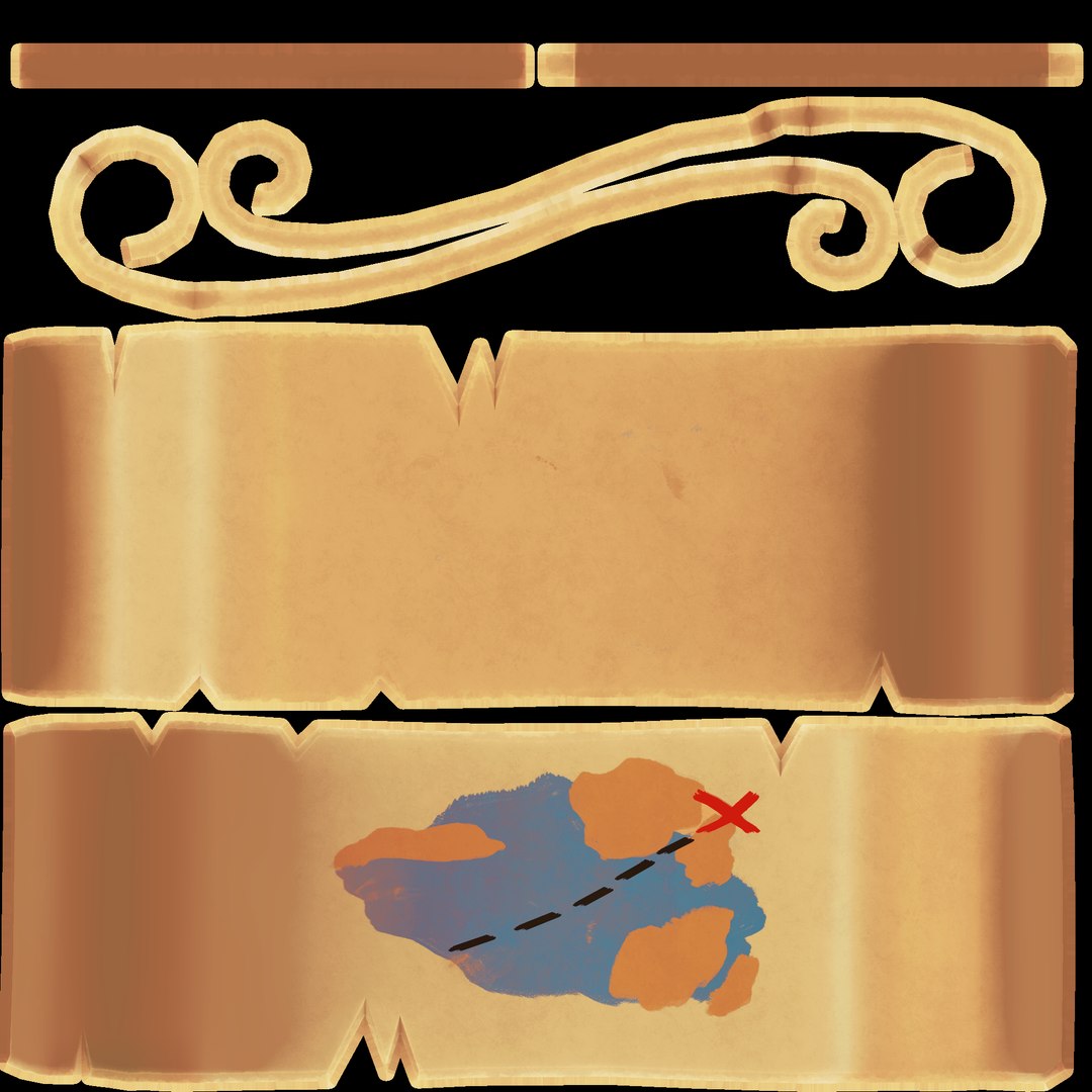 3D Stylized Scroll Map - Lowpoly - Gameready Model - TurboSquid 2220012