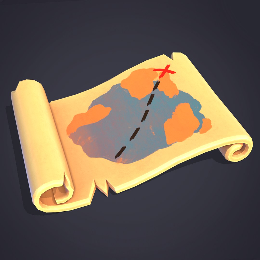 3D Stylized Scroll Map - Lowpoly - Gameready Model - TurboSquid 2220012