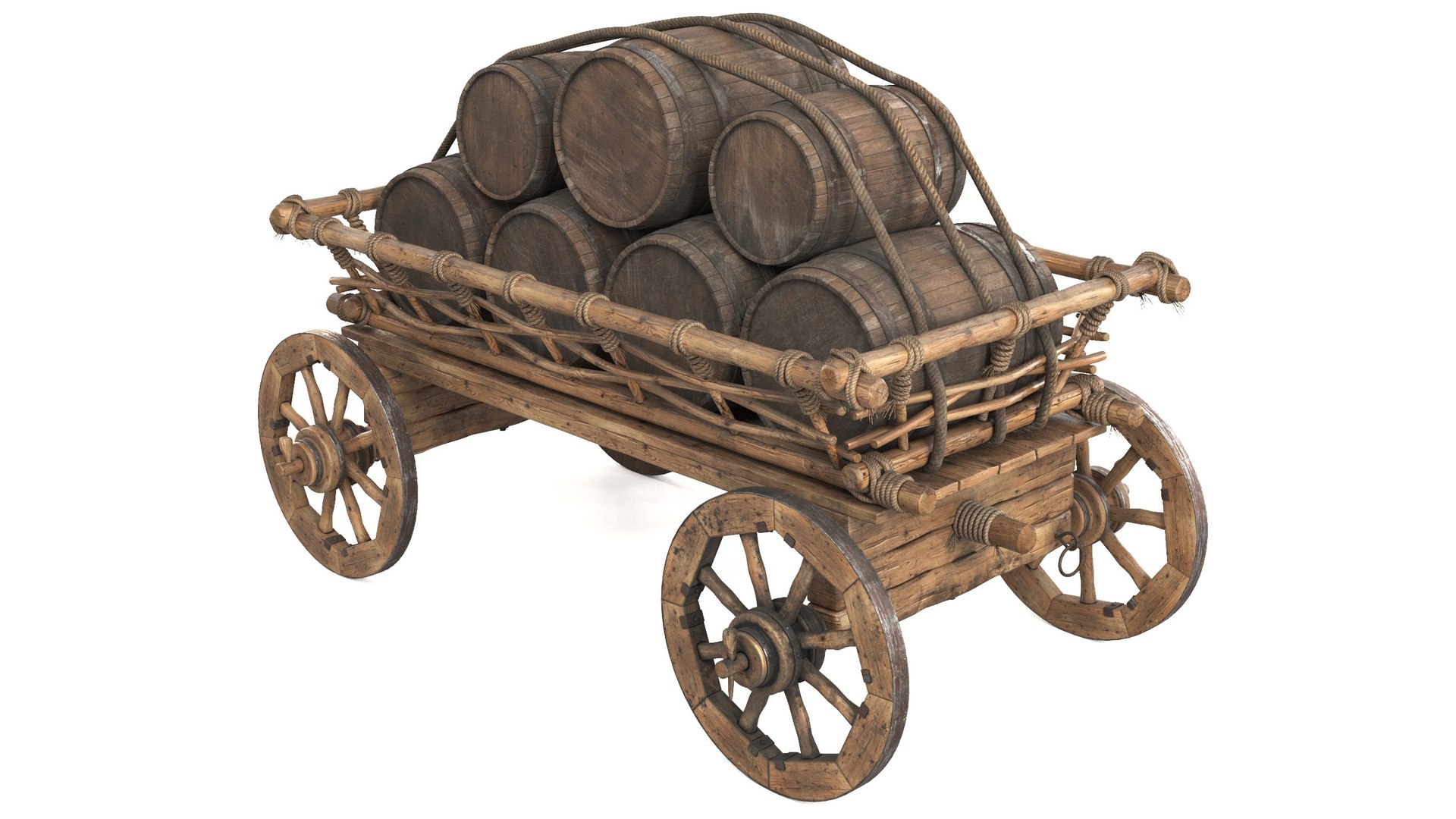 Medieval Cart With Barrels 3D Model - TurboSquid 1965501