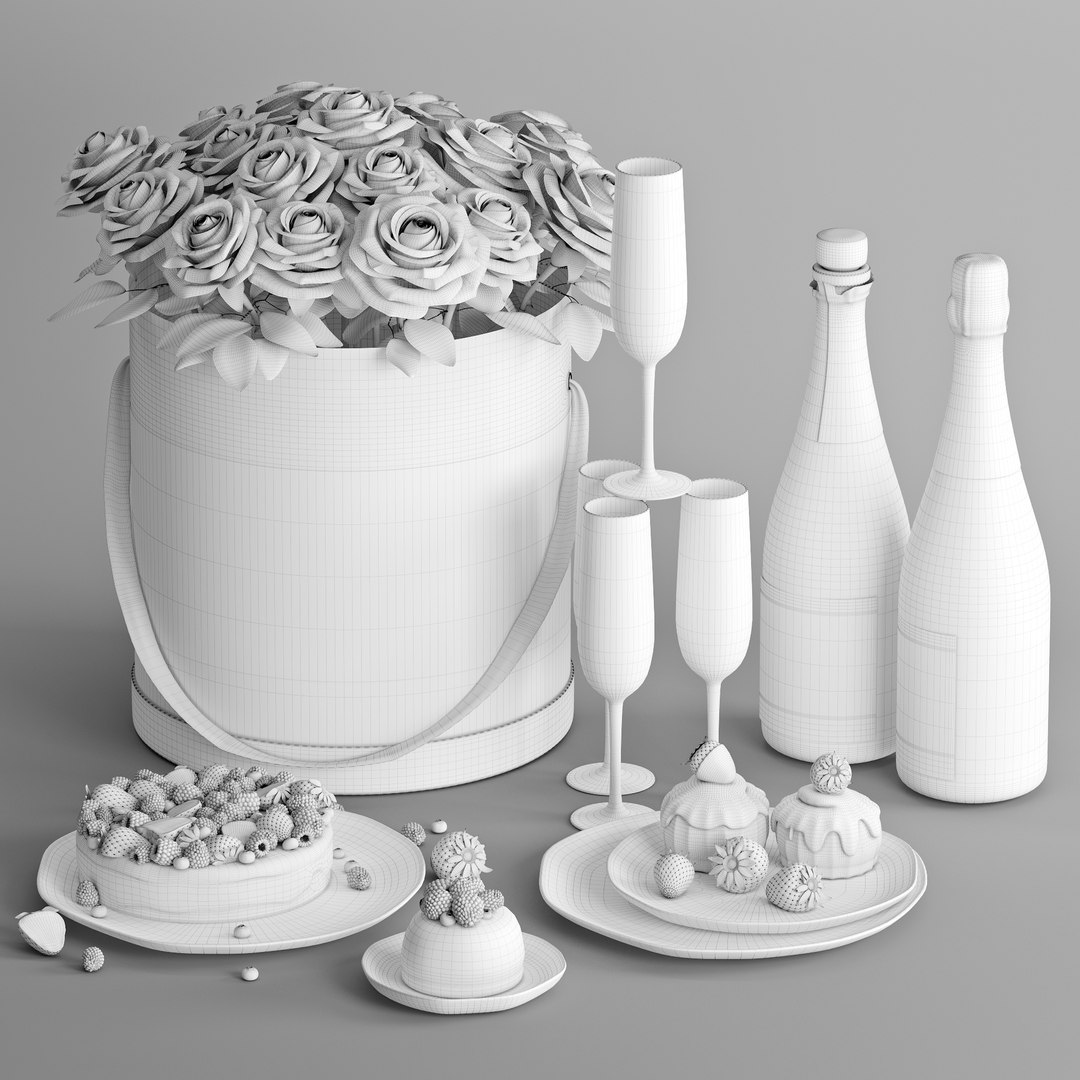3D Model Set Champagne - TurboSquid 1511413