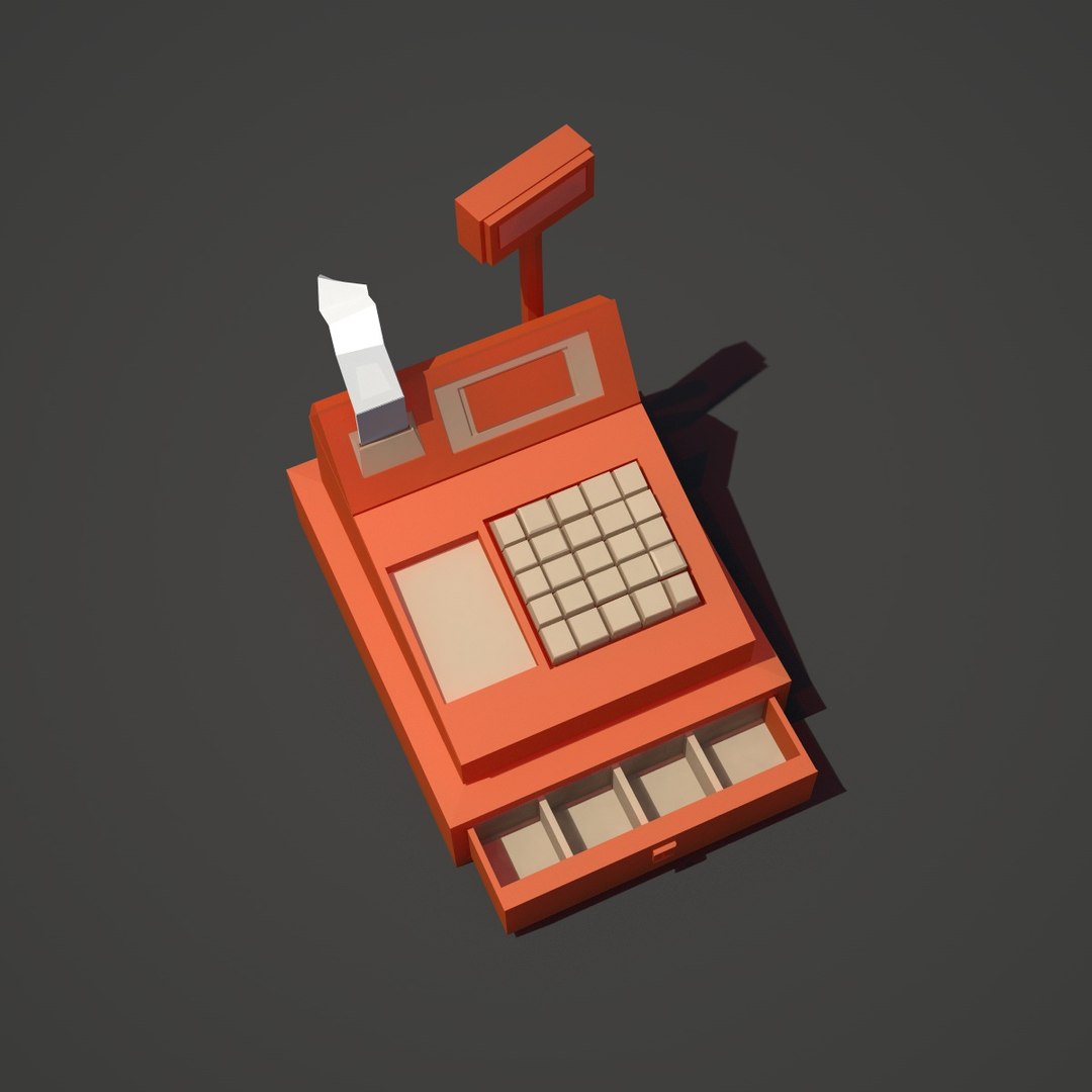 3d Low-poly Cash Register