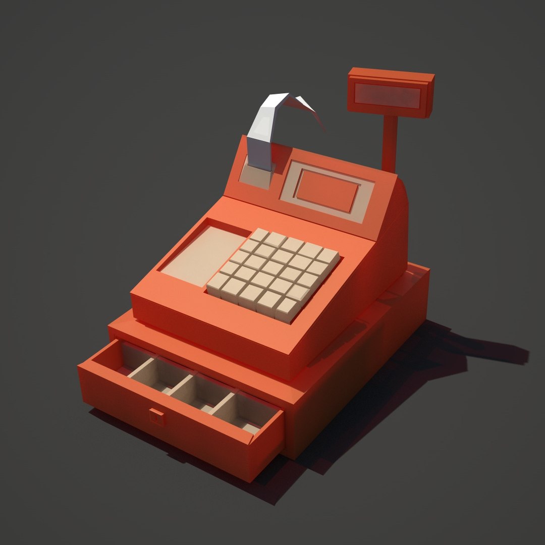 3d Low-poly Cash Register
