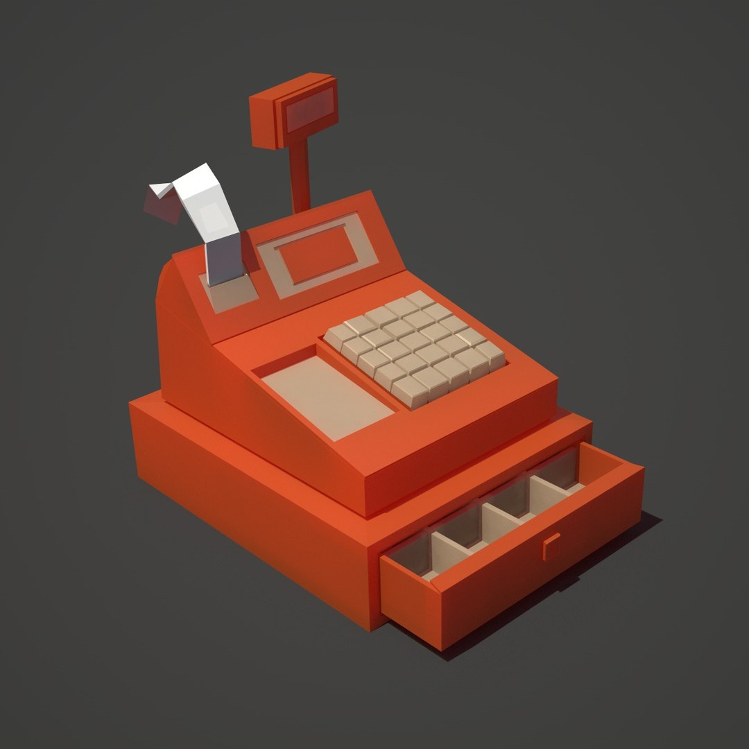 3d Low-poly Cash Register