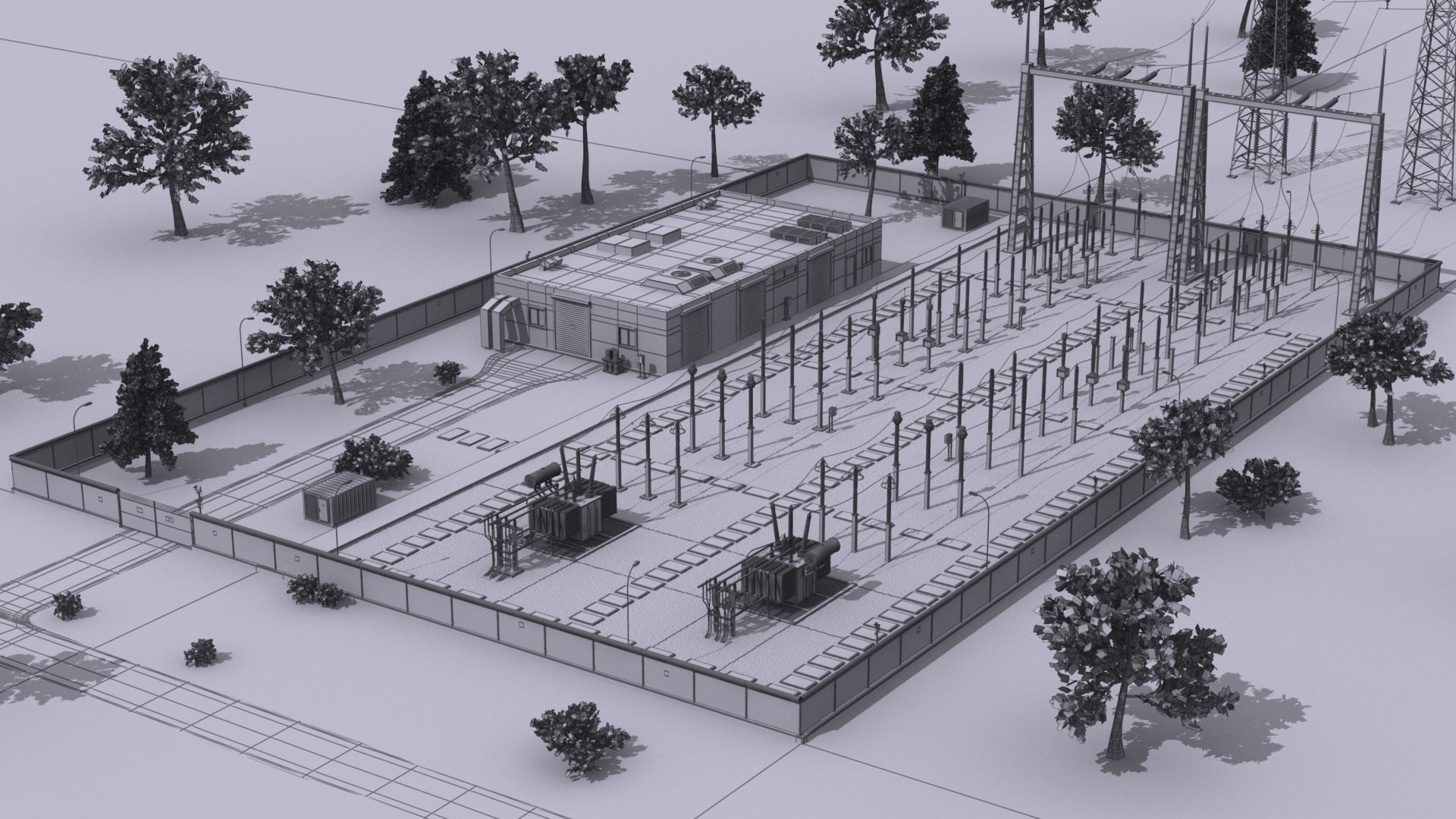 Realistic substation 3D model - TurboSquid 1710815