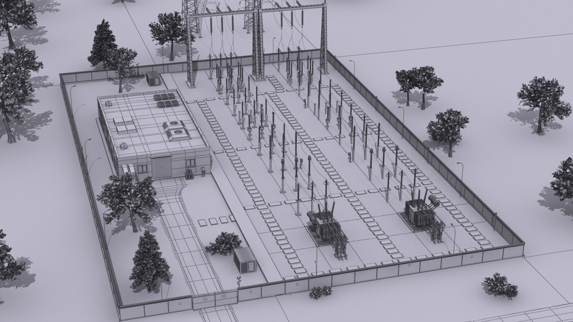 Realistic Substation 3D Model - TurboSquid 1710815