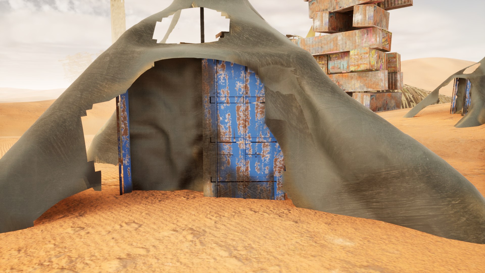 3D Post Apocalyptic Kitbash - UNREAL FBX BLEND Houses Containers Ammo ...