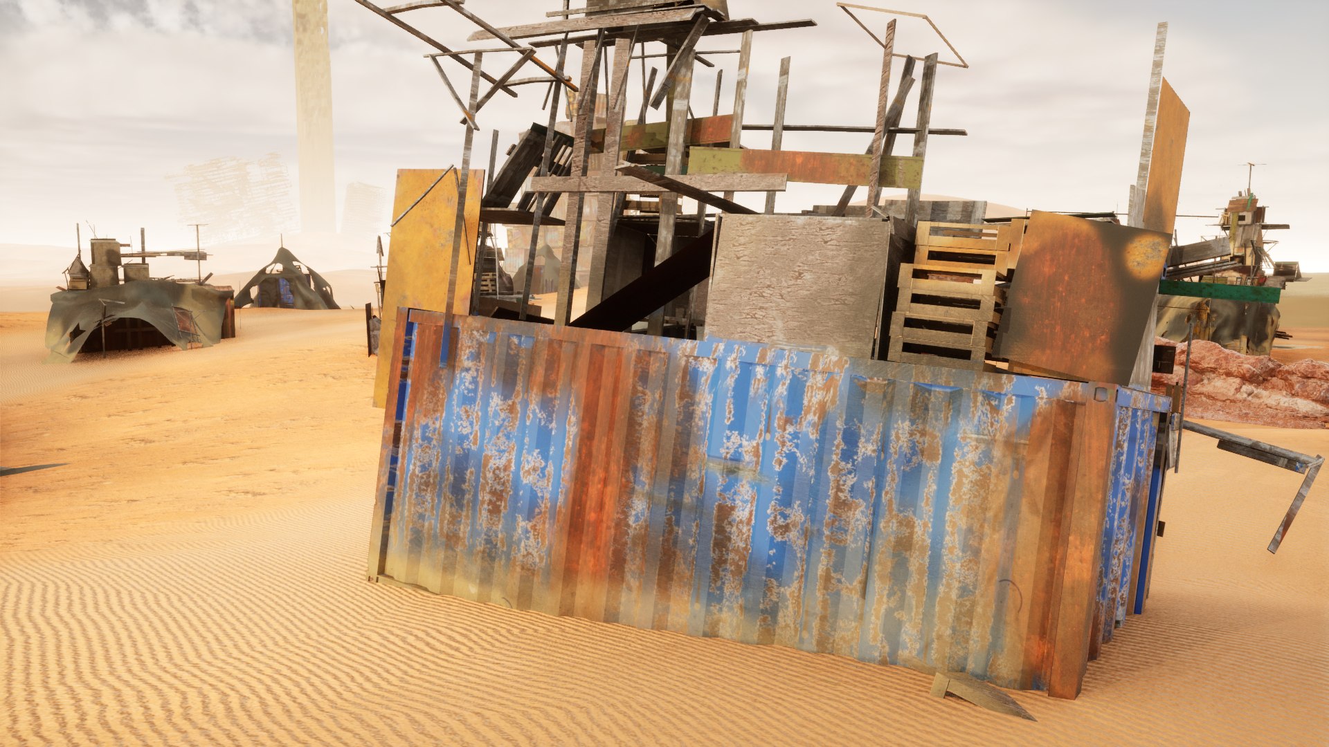 3D Post Apocalyptic Kitbash - UNREAL FBX BLEND Houses Containers Ammo ...