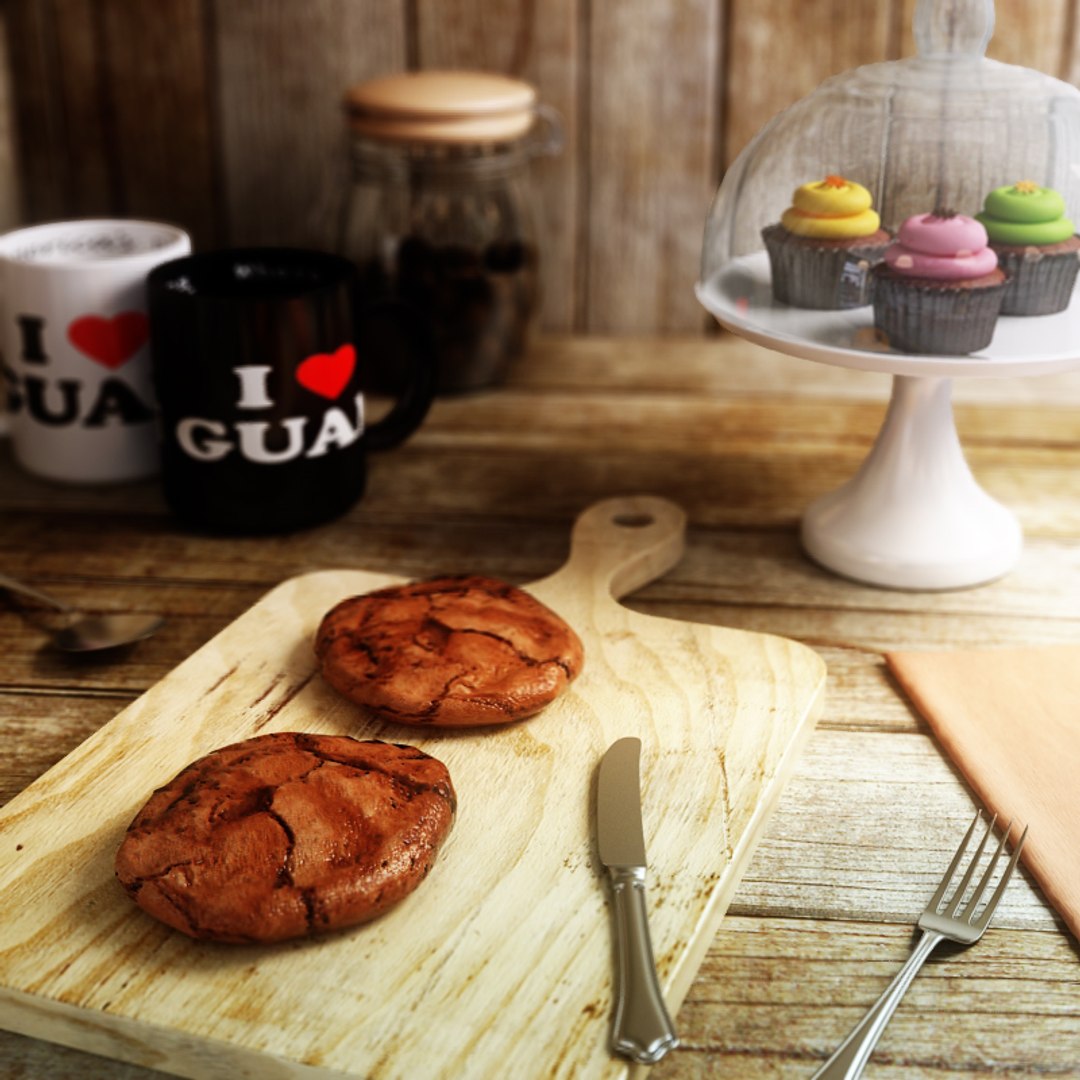 3d chocolate meringue cookie model