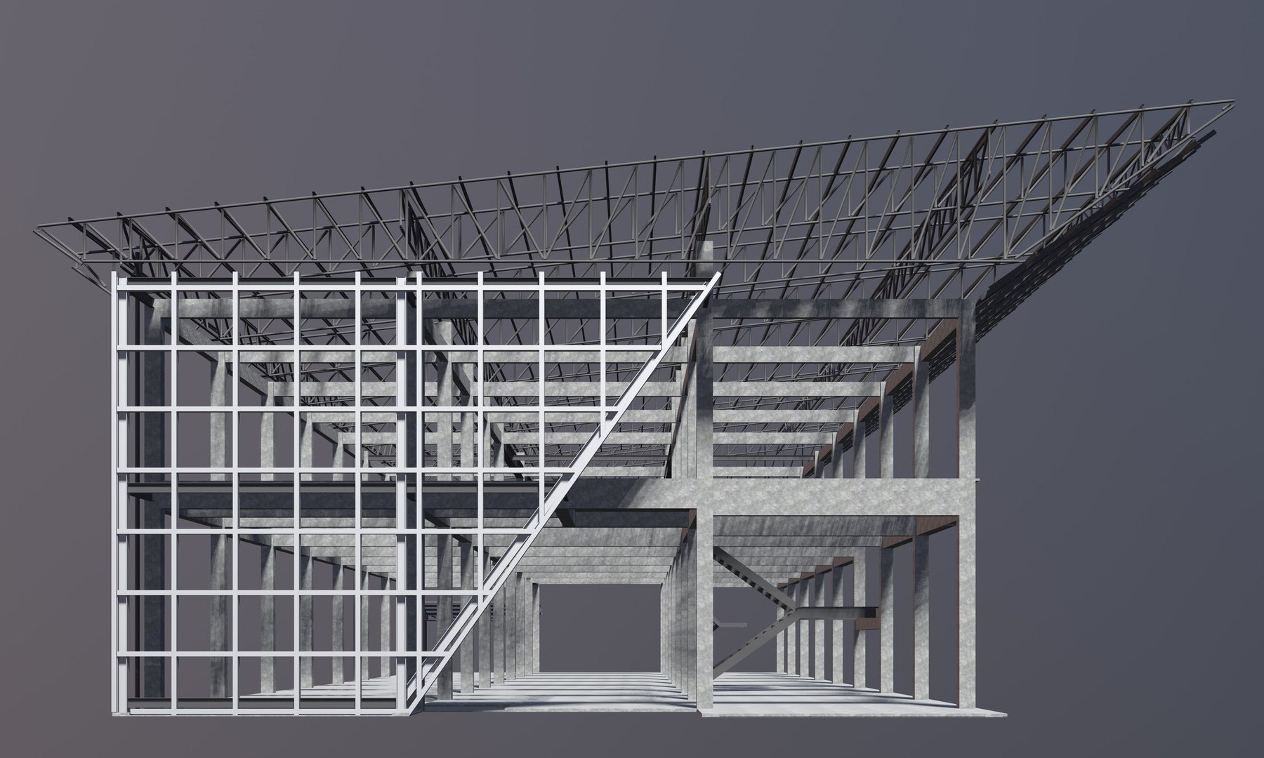 Building in structural frame 3D - TurboSquid 2073034