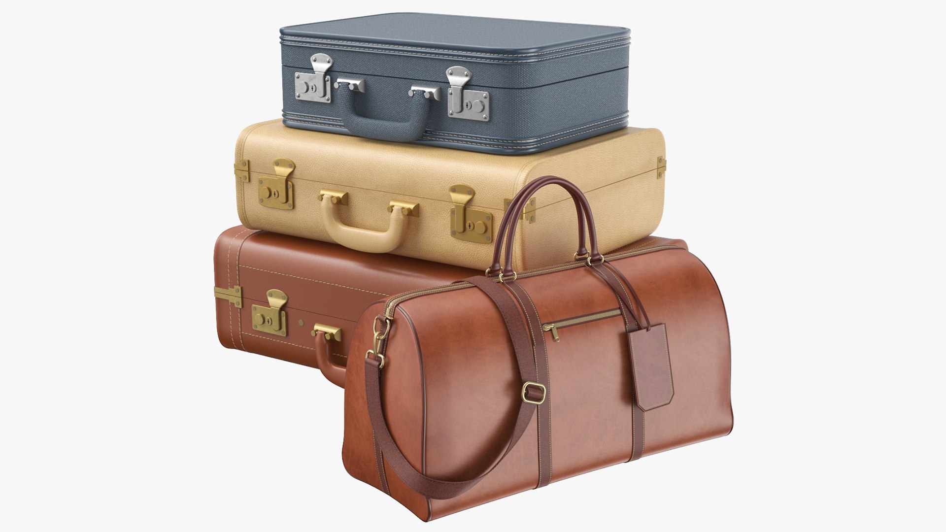 Vintage Luggage Collection Model - TurboSquid 2300281