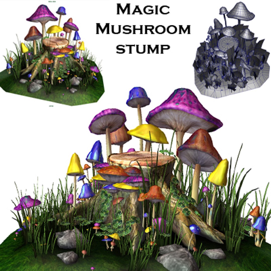 magic mushroom covered tree obj