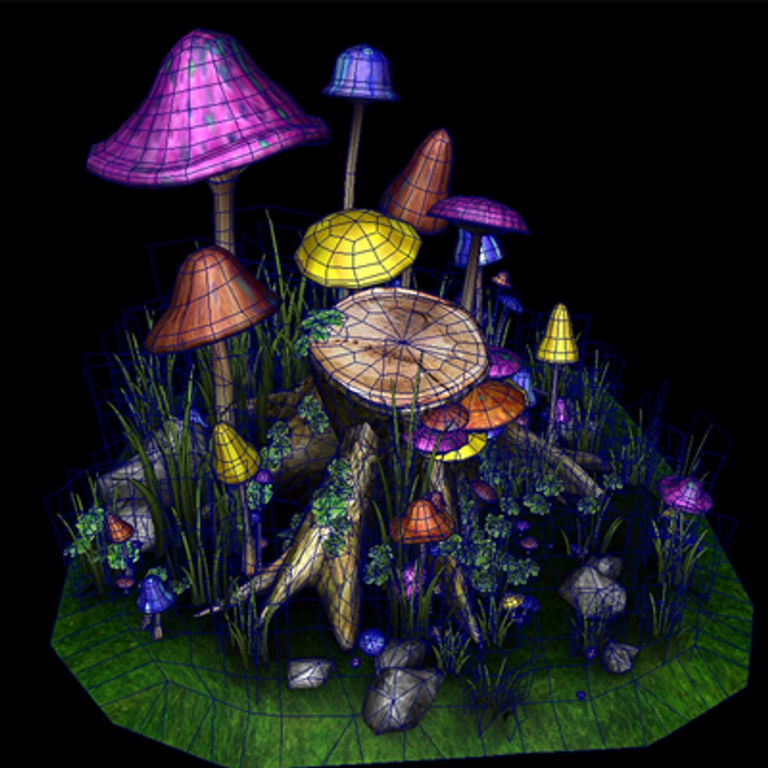 magic mushroom covered tree obj