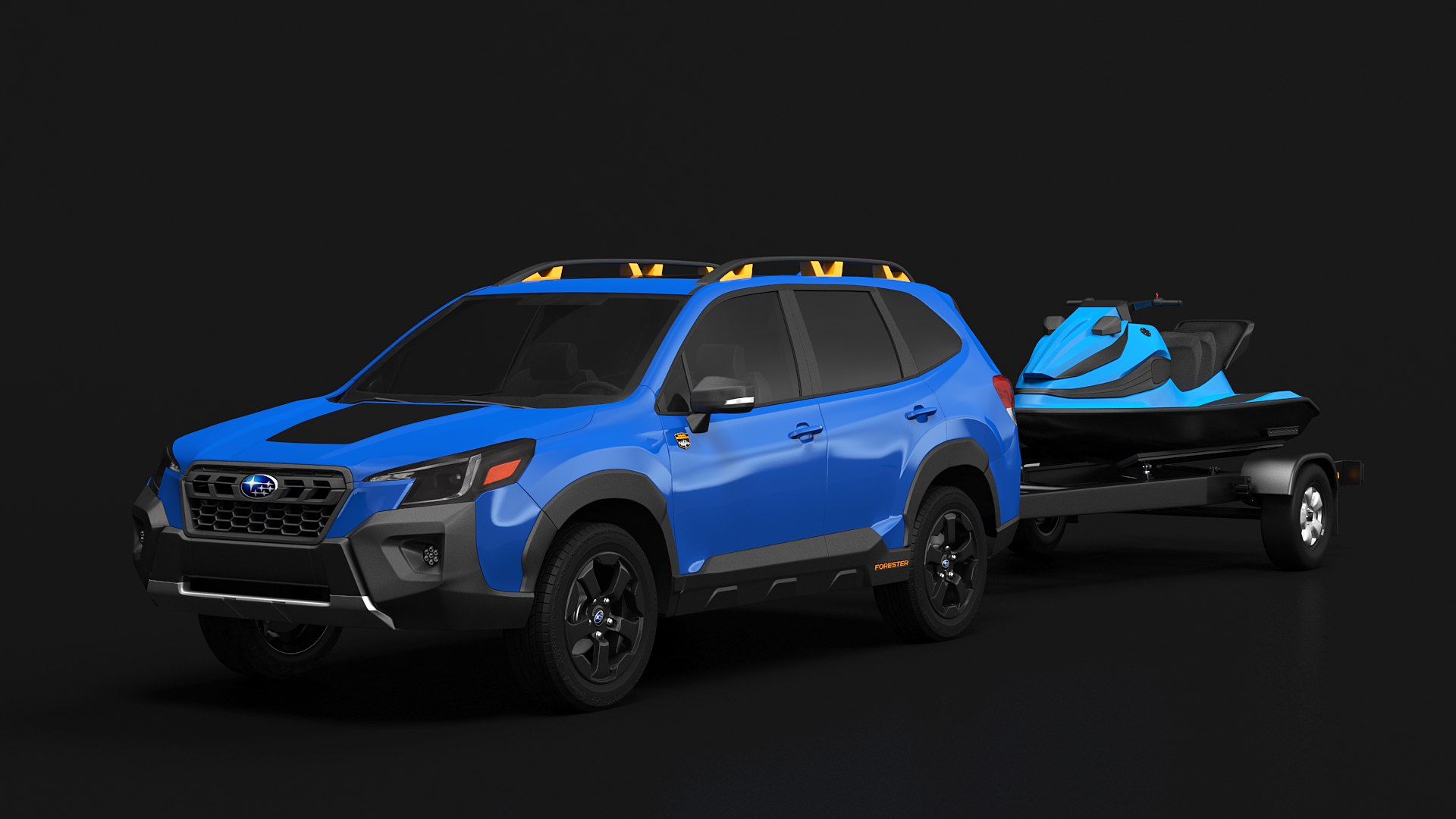 3D Subaru Forester Wilderness and Jet Ski Trailer - TurboSquid 1894331