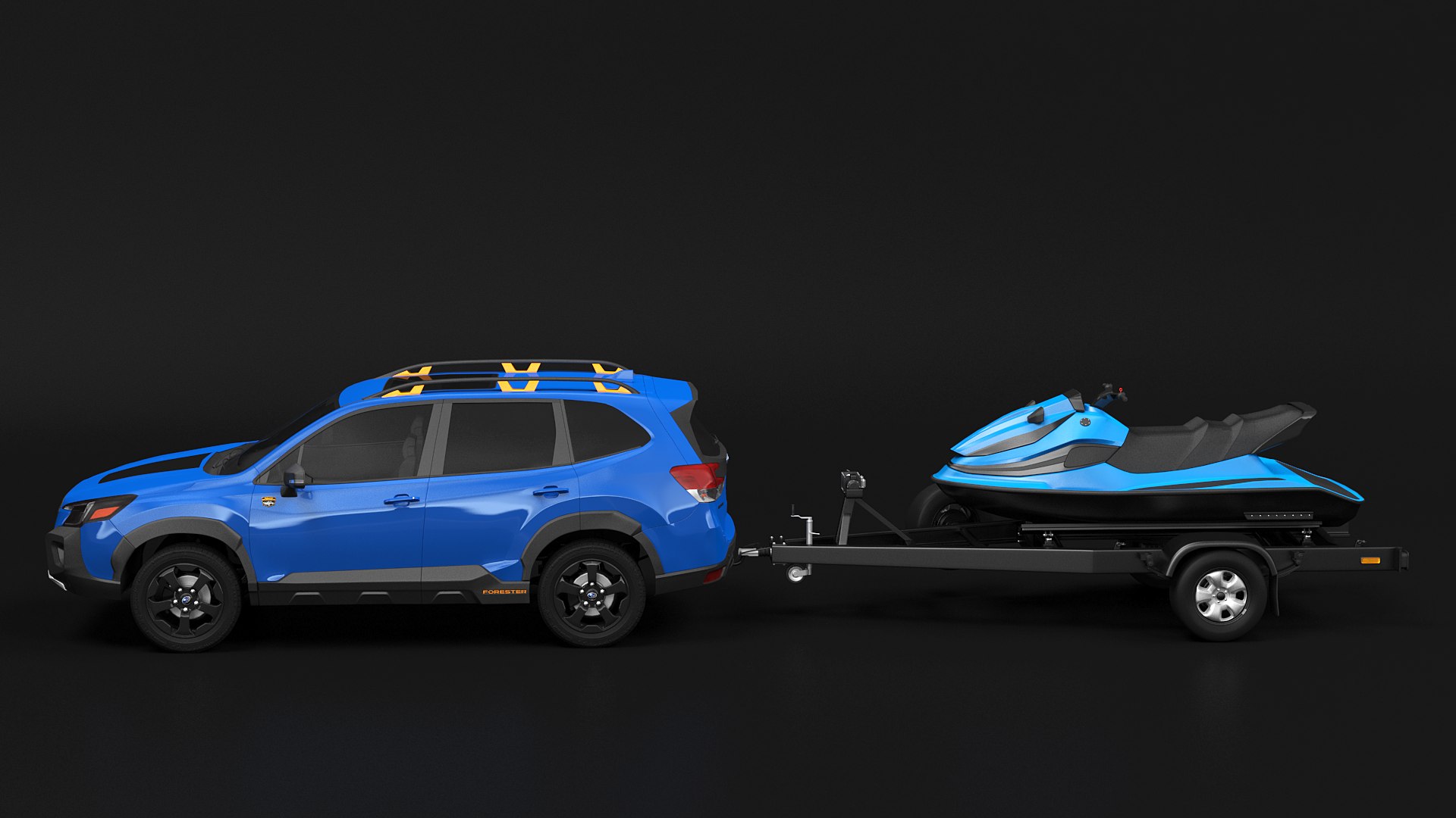 3D Subaru Forester Wilderness And Jet Ski Trailer - TurboSquid 1894331