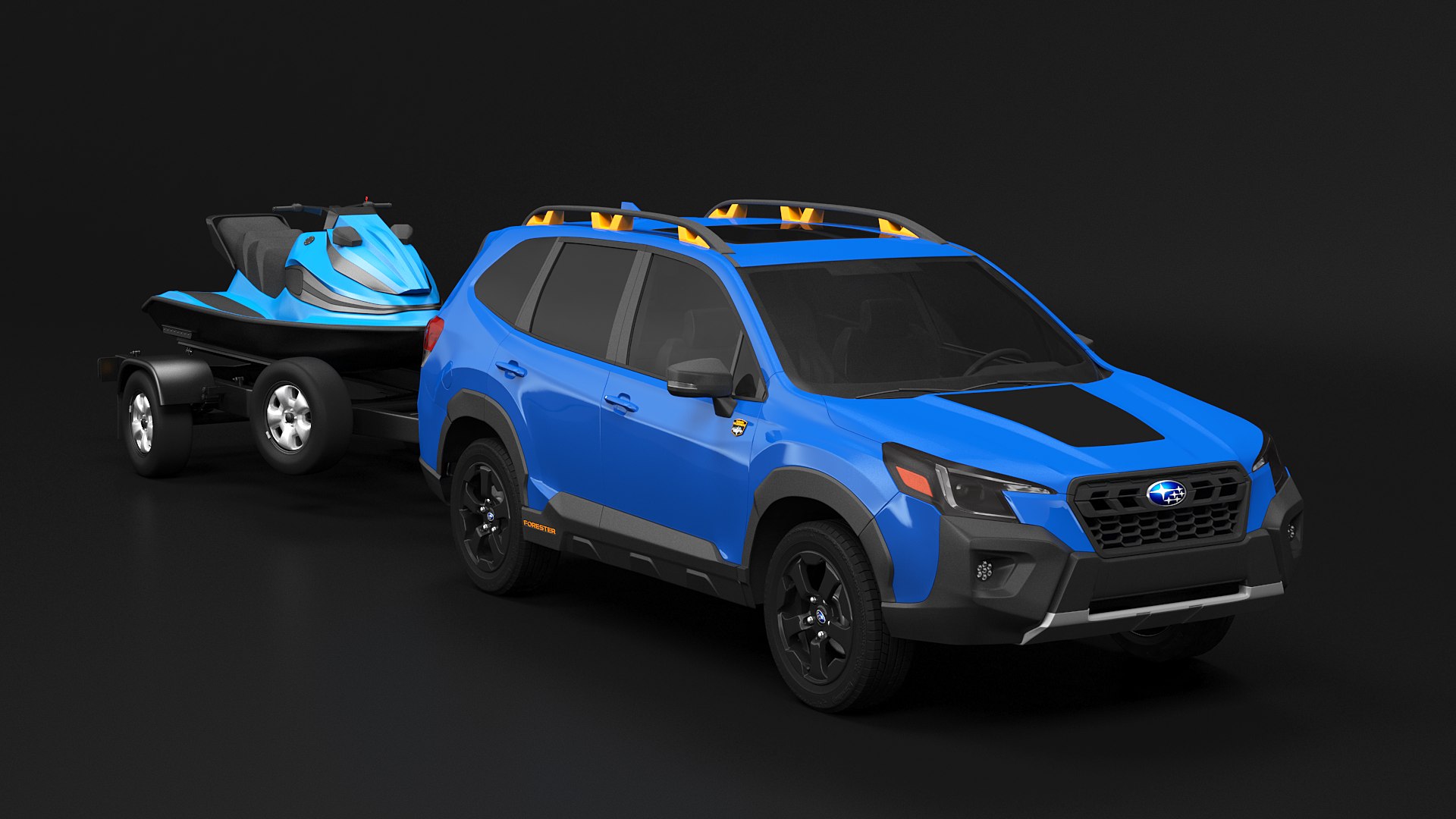 3D Subaru Forester Wilderness And Jet Ski Trailer - TurboSquid 1894331