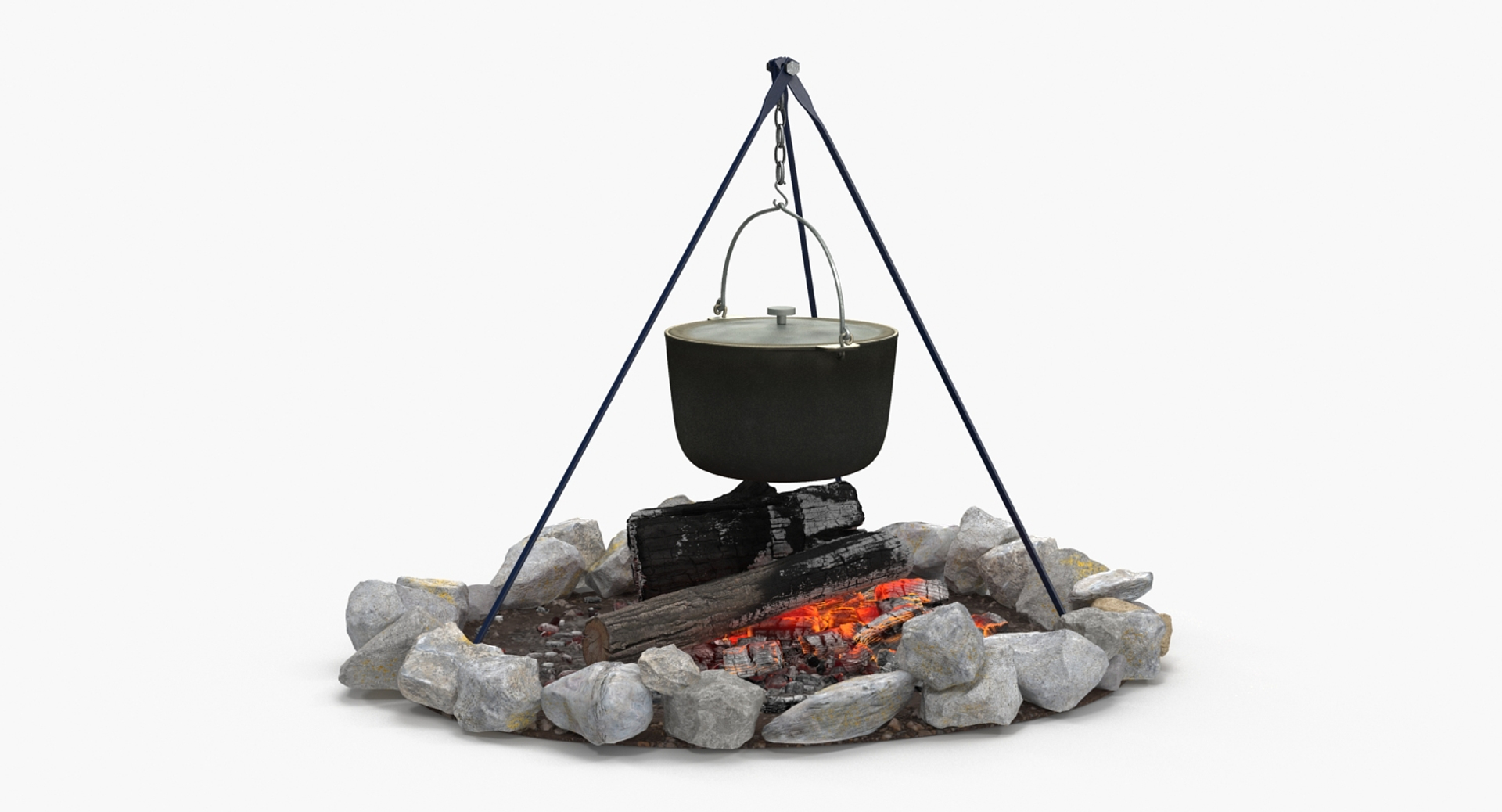 3d Model Campfire Tripod Cooking Pot