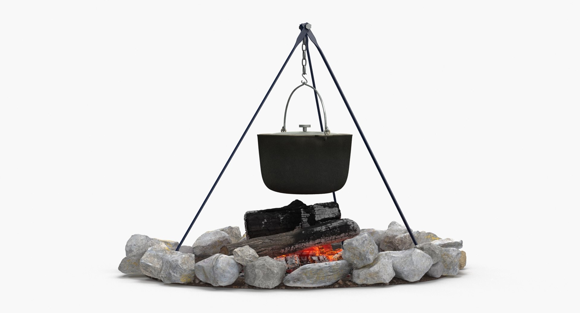 3d Model Campfire Tripod Cooking Pot