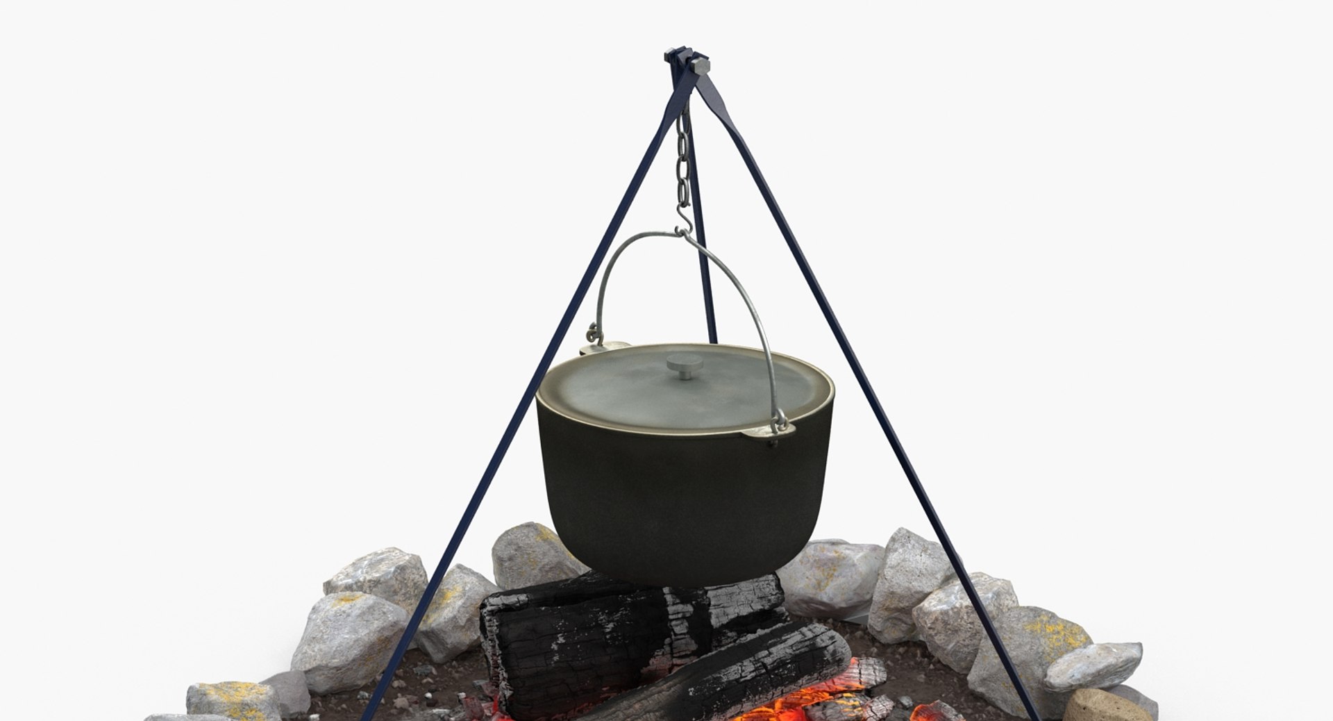 3d model campfire tripod cooking pot