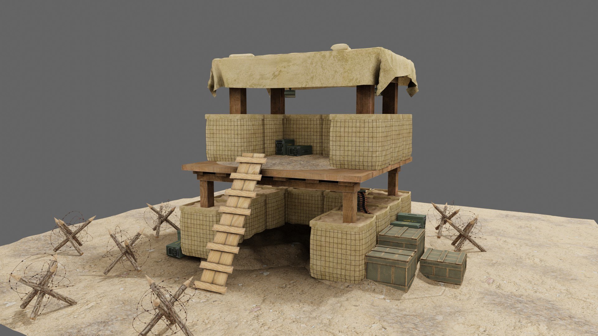 3D military trench tower model - TurboSquid 1576636