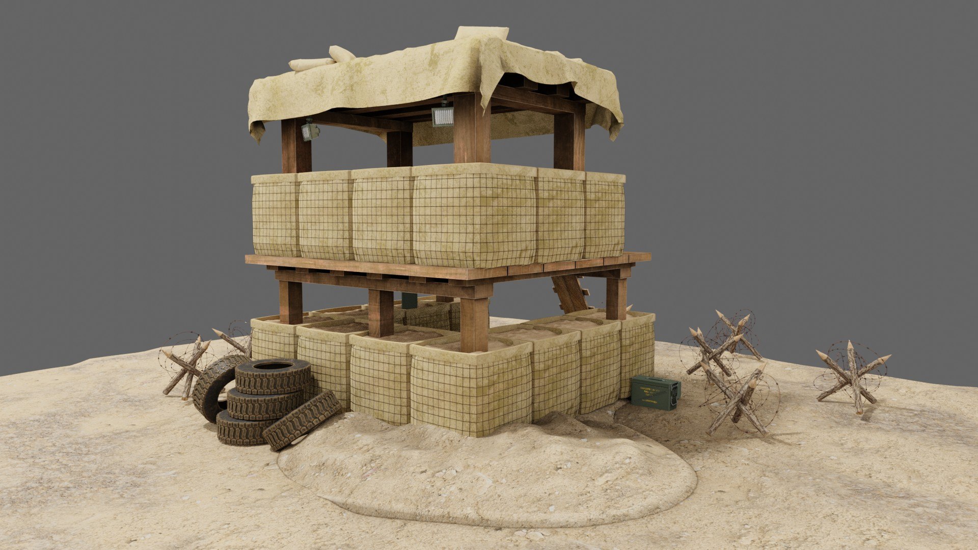 3D military trench tower model - TurboSquid 1576636