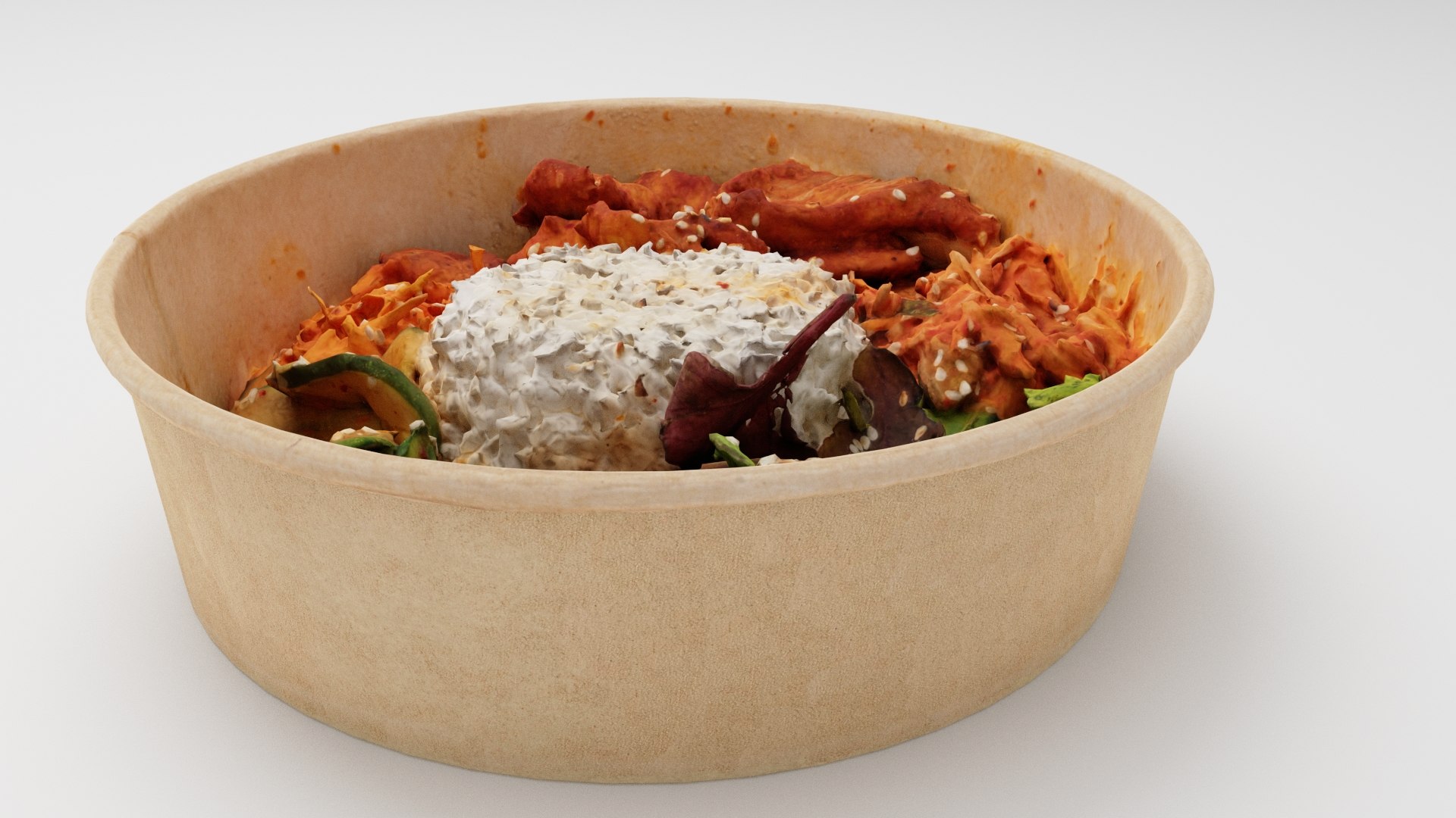 3D Bibimbap Korean Rice Dish Poke Bowl Lunch With Rice Pork And Cabbage ...