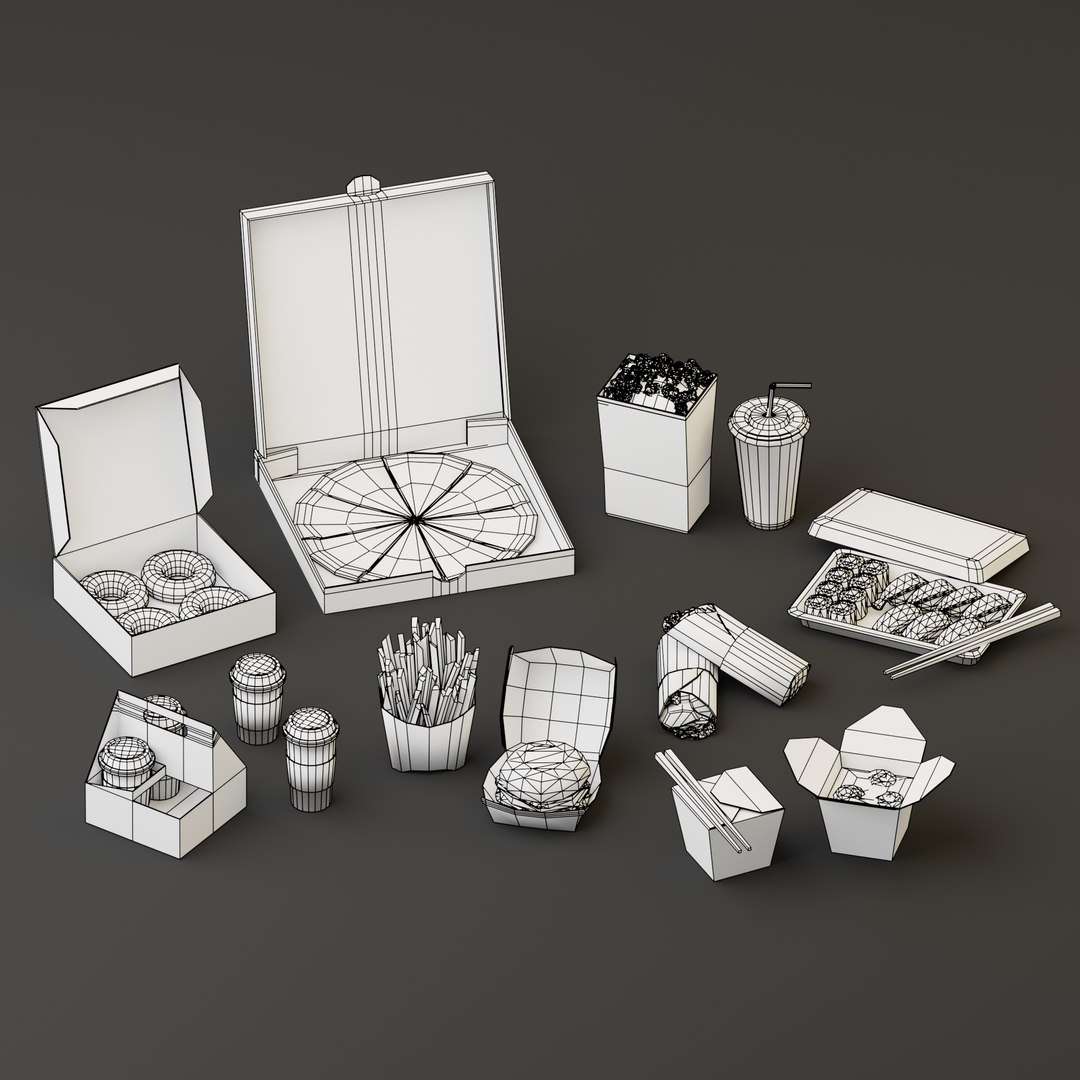 3D takeaway fast food model - TurboSquid 1490267