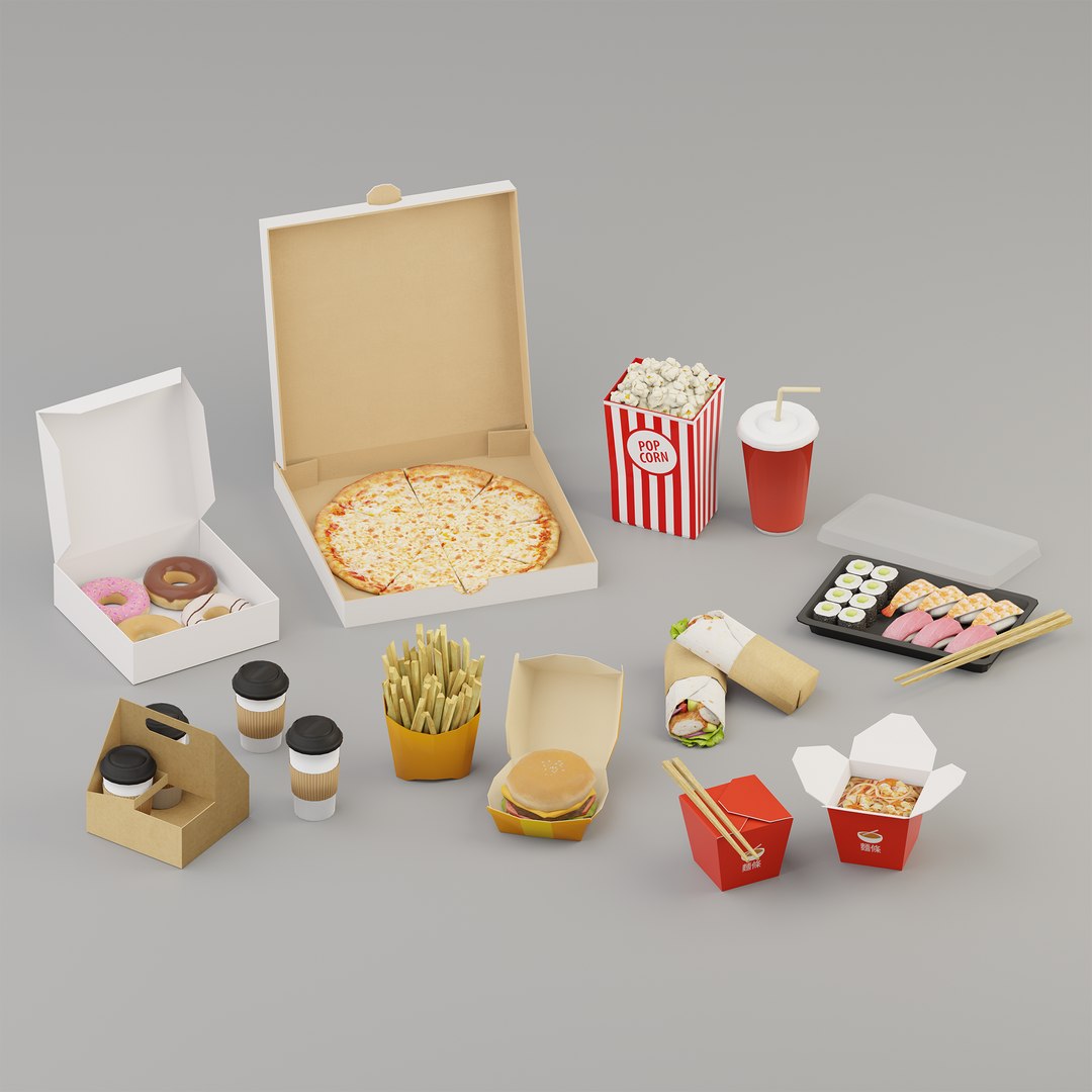 3D takeaway fast food model - TurboSquid 1490267