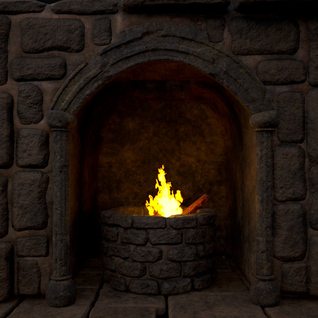 Medieval Mud Stone Fireplace 3D - TurboSquid 2027696