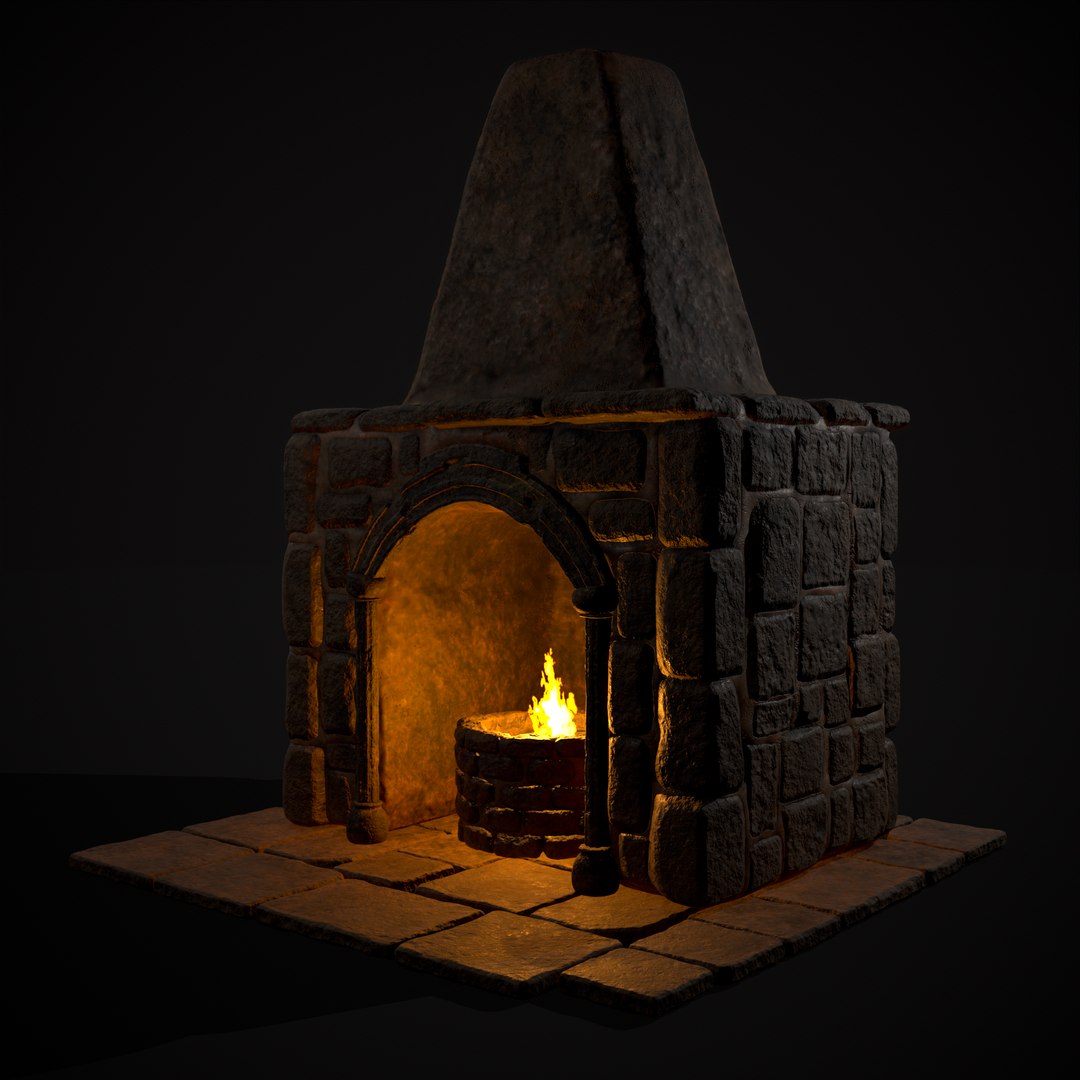 Medieval Mud Stone Fireplace 3D - TurboSquid 2027696