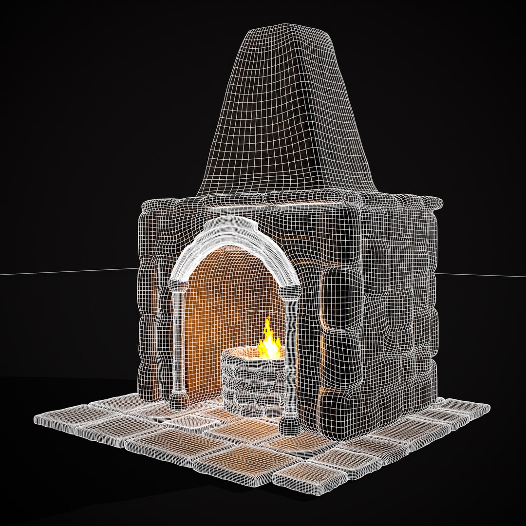 Medieval Mud Stone Fireplace 3D - TurboSquid 2027696