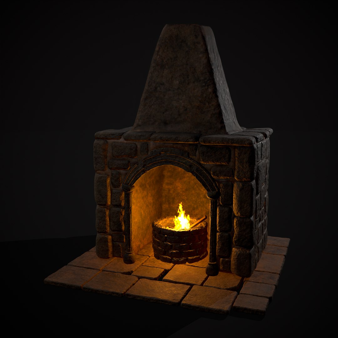 Medieval Mud Stone Fireplace 3D - TurboSquid 2027696