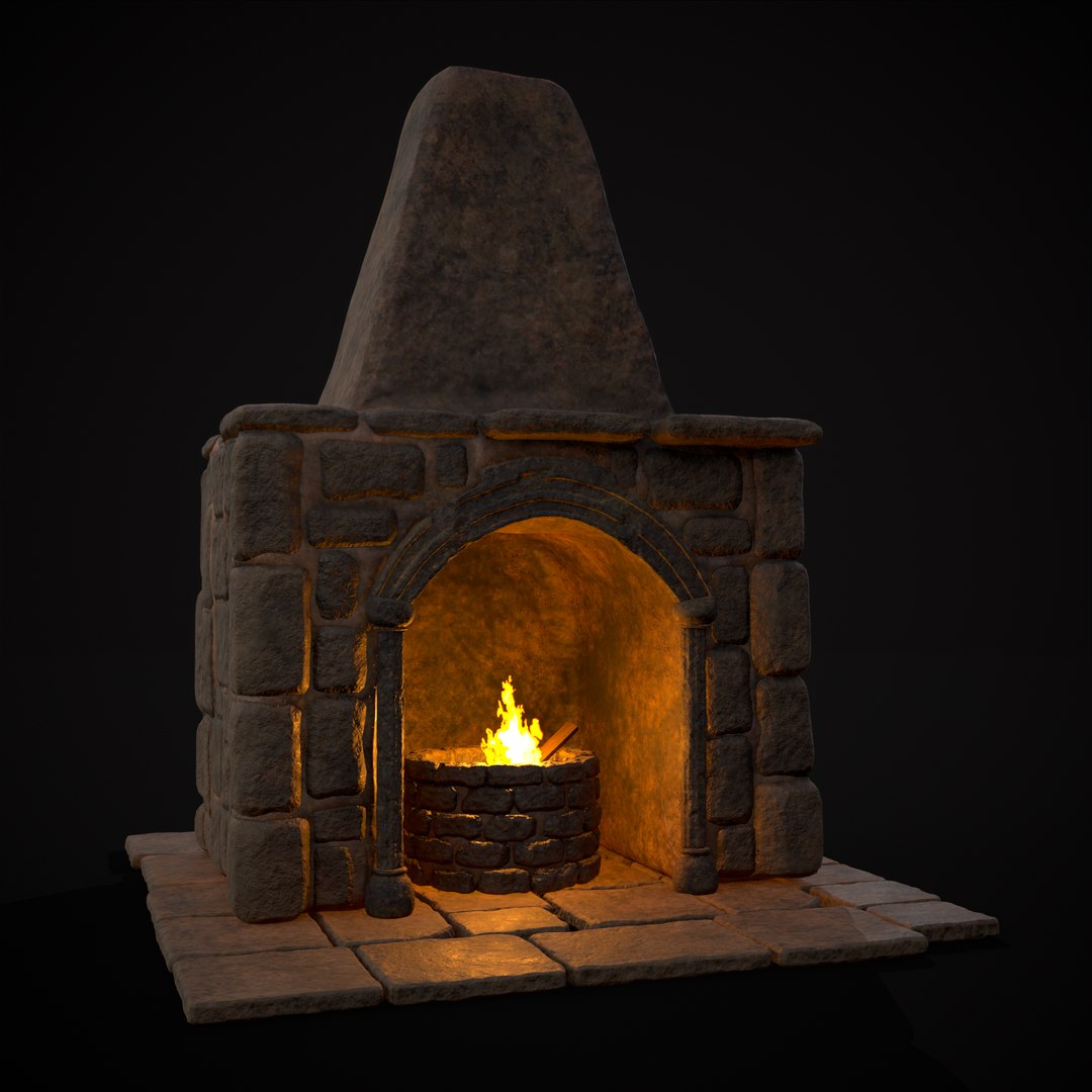 Medieval Mud Stone Fireplace 3D - TurboSquid 2027696