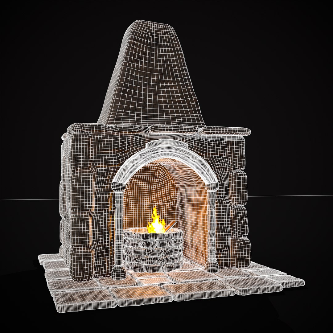 Medieval Mud Stone Fireplace 3D - TurboSquid 2027696