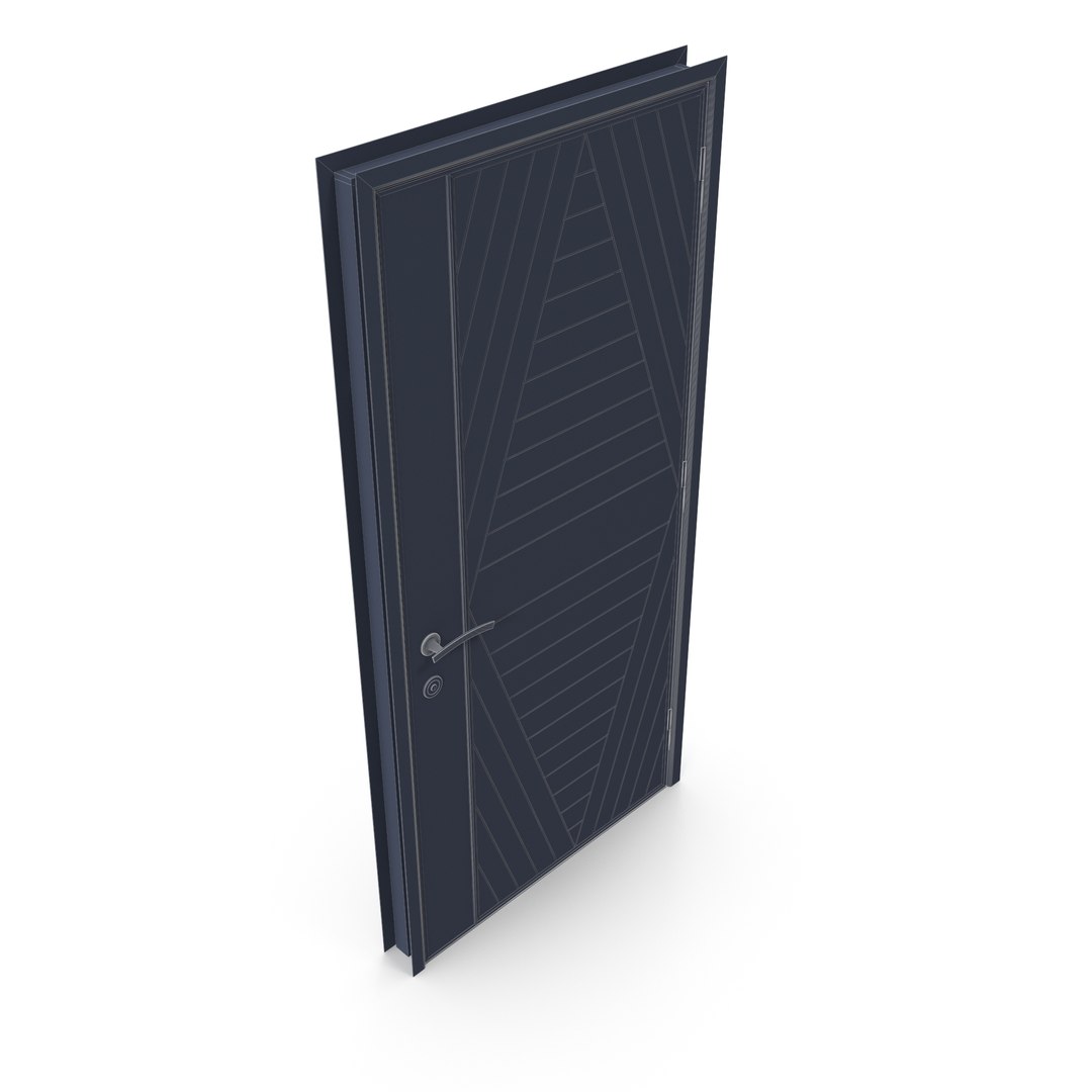 3D Modern Design White Metal Steel Door With Wooden Details Model ...