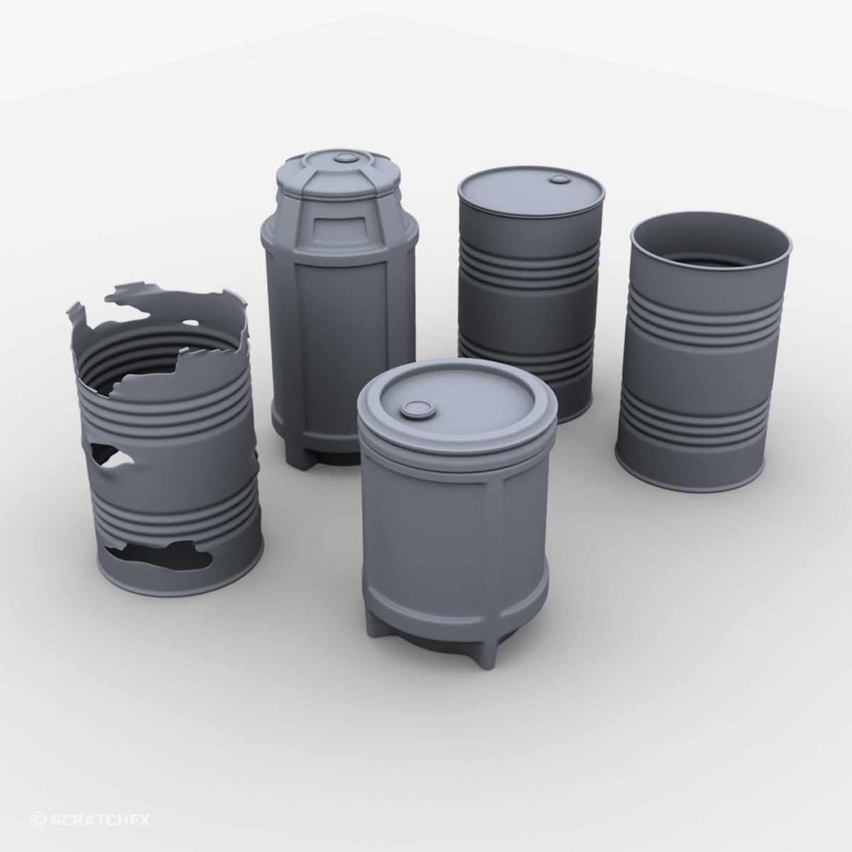 barrel set 5 3d obj
