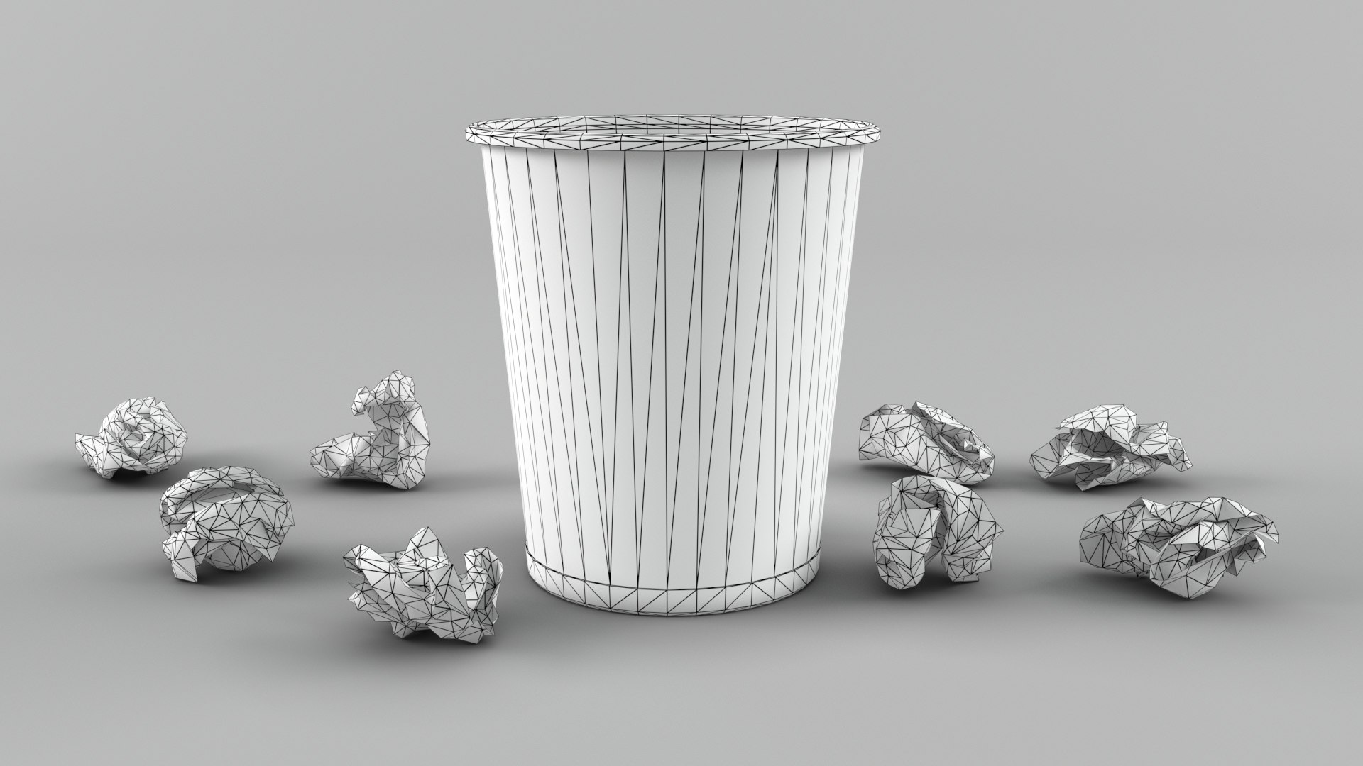 3D Trash Bin Crumpled Paper Model - TurboSquid 1713417