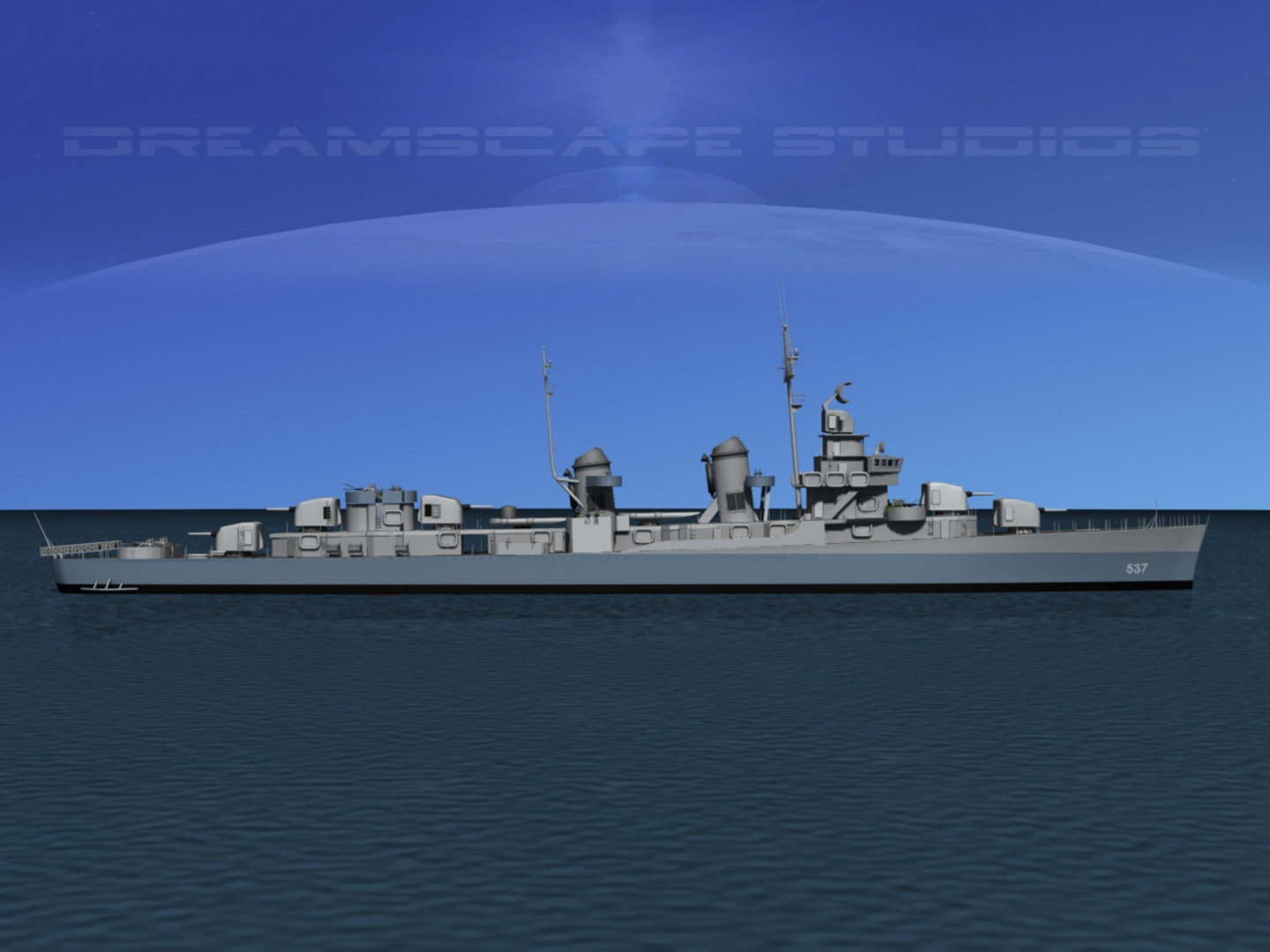 anti-aircraft fletcher class destroyers 3d model