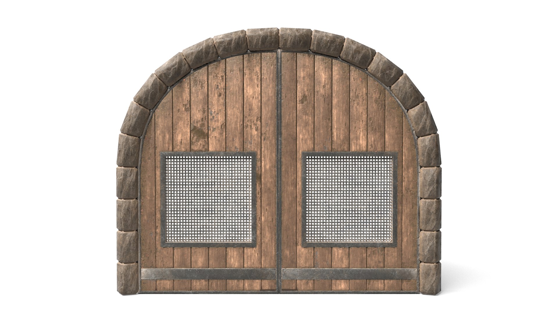 3D Double Castle Door With Metal Windows - TurboSquid 2279246