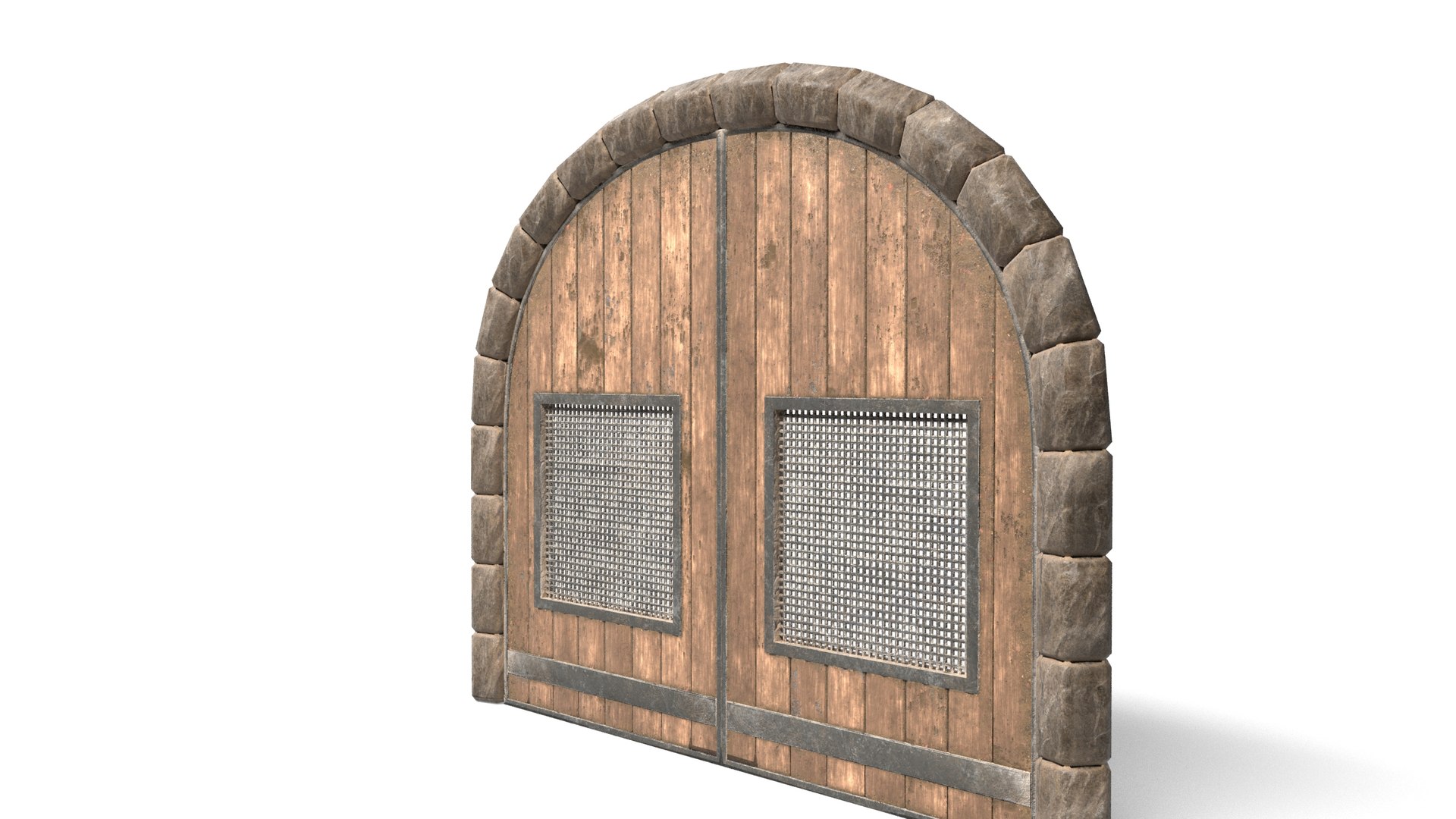 3D Double Castle Door With Metal Windows - TurboSquid 2279246
