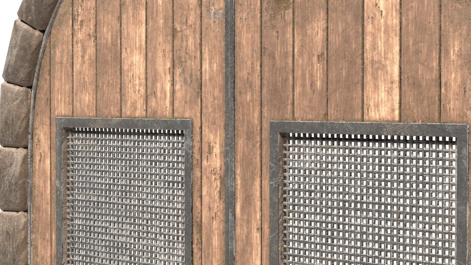 3D Double Castle Door With Metal Windows - TurboSquid 2279246