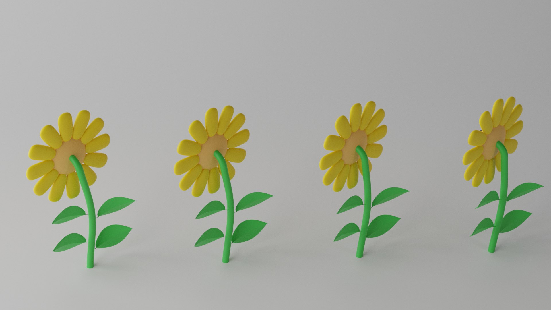 3D Cartoon Cute Sunflower Collection Model - TurboSquid 2065473