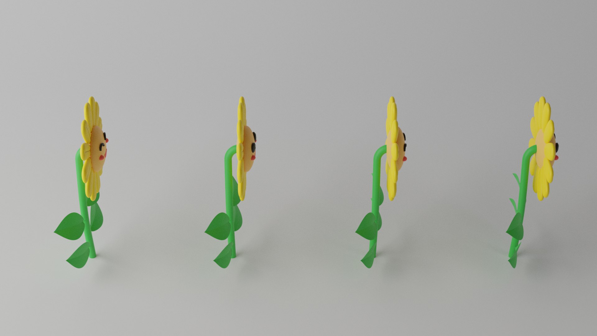 3D Cartoon Cute Sunflower Collection Model - TurboSquid 2065473
