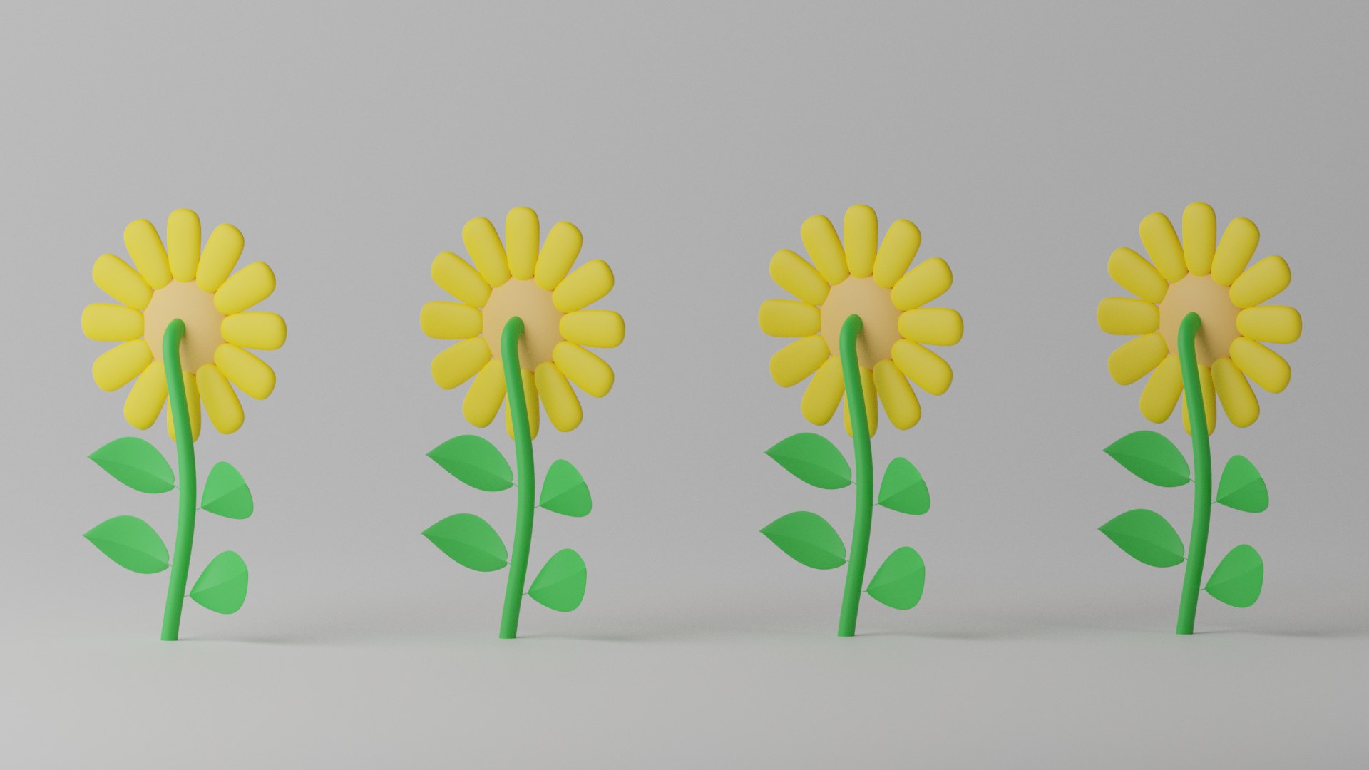 3D Cartoon Cute Sunflower Collection Model - TurboSquid 2065473