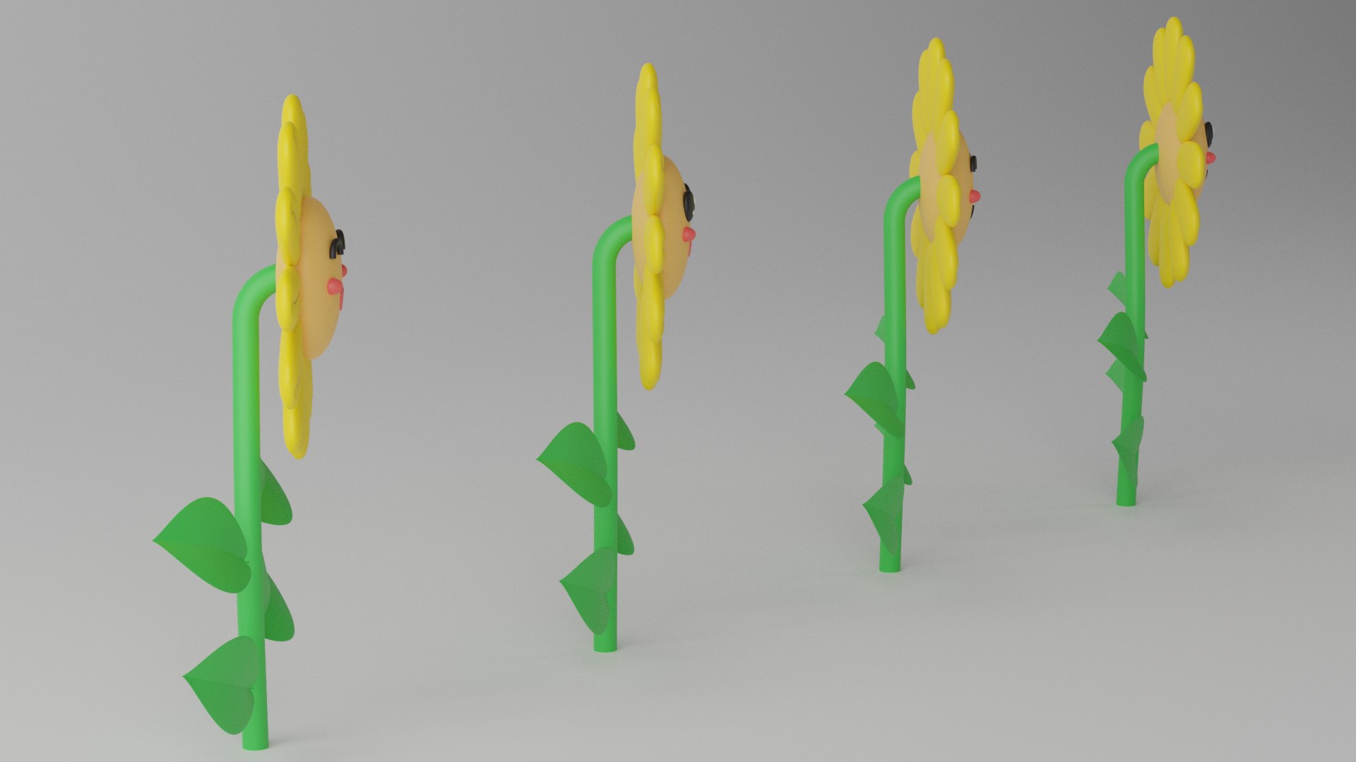 3D Cartoon Cute Sunflower Collection Model - TurboSquid 2065473