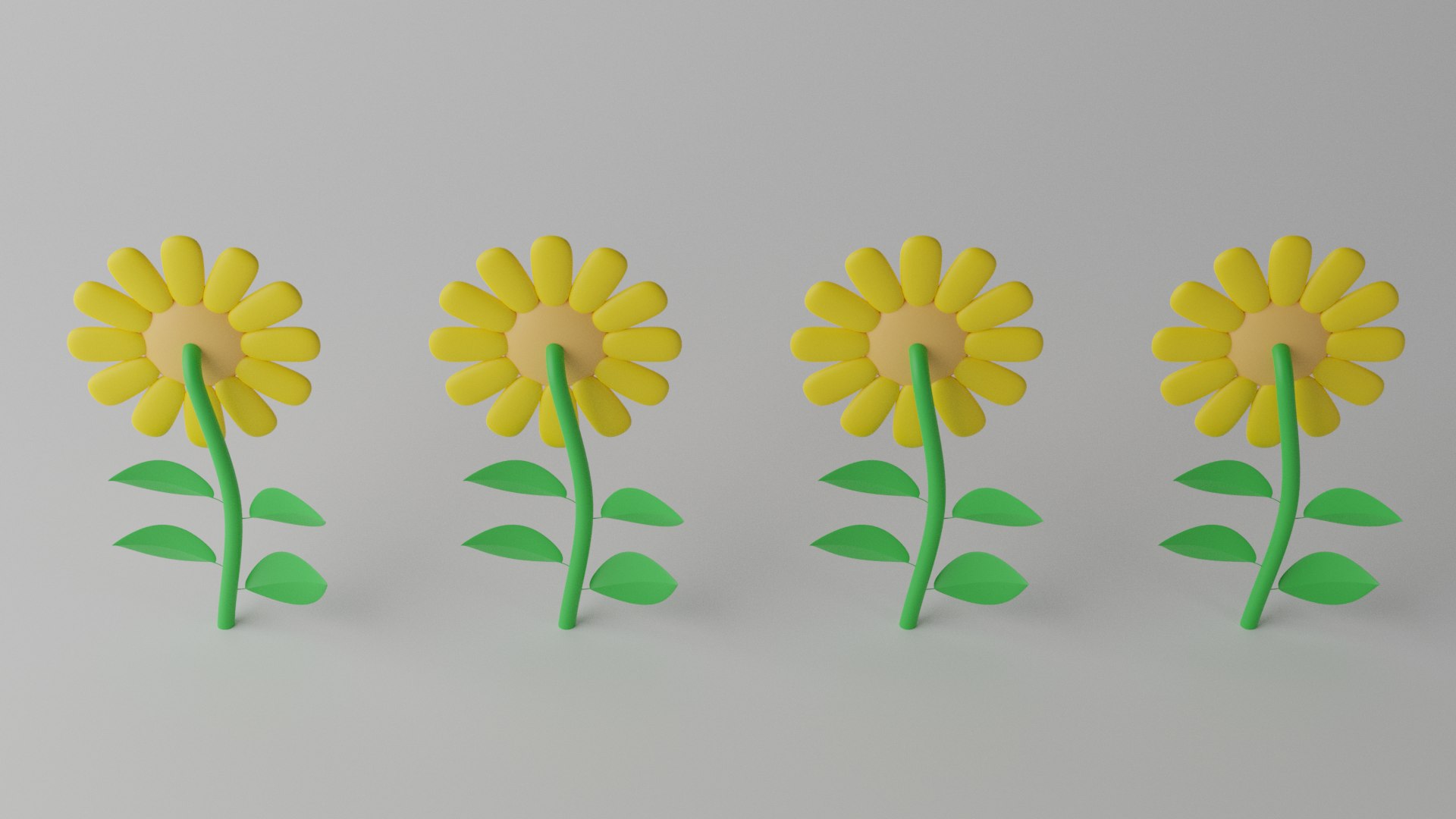 3D Cartoon Cute Sunflower Collection Model - TurboSquid 2065473