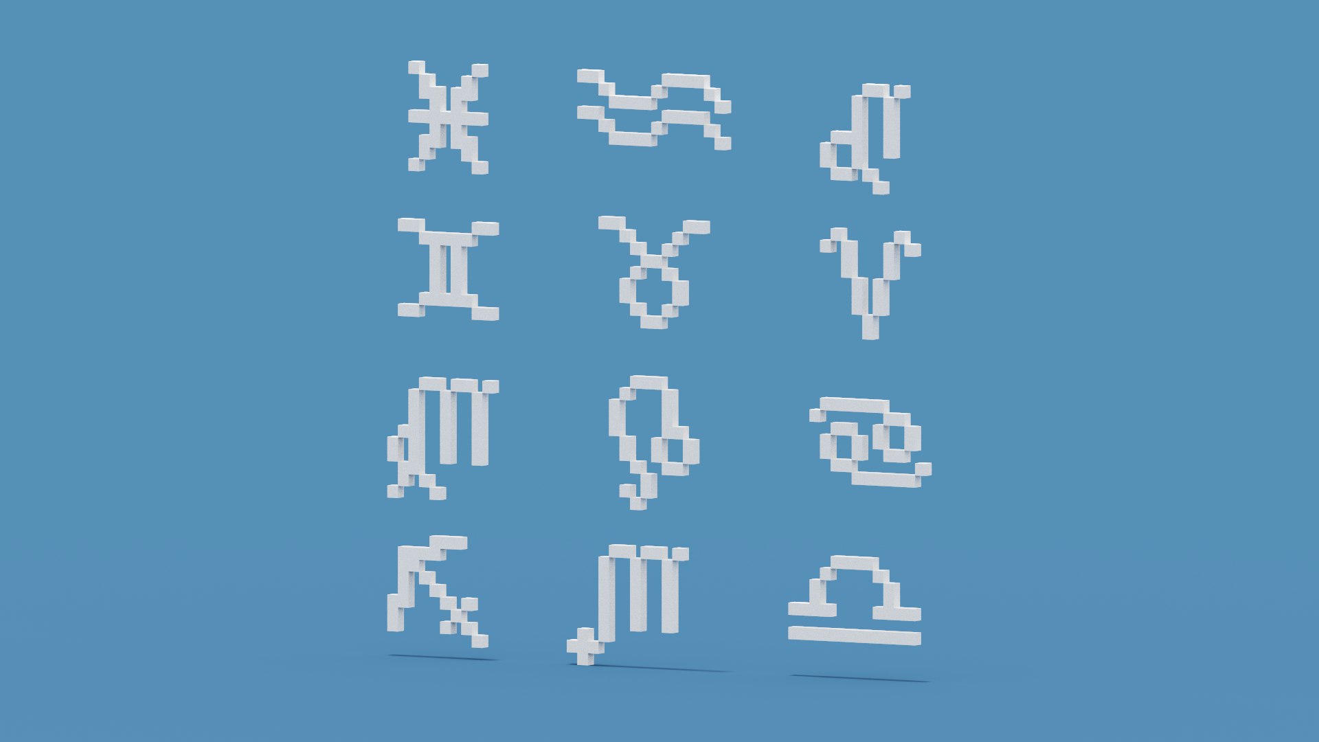 Zodiac Pixel Set 3D Model - TurboSquid 2060566